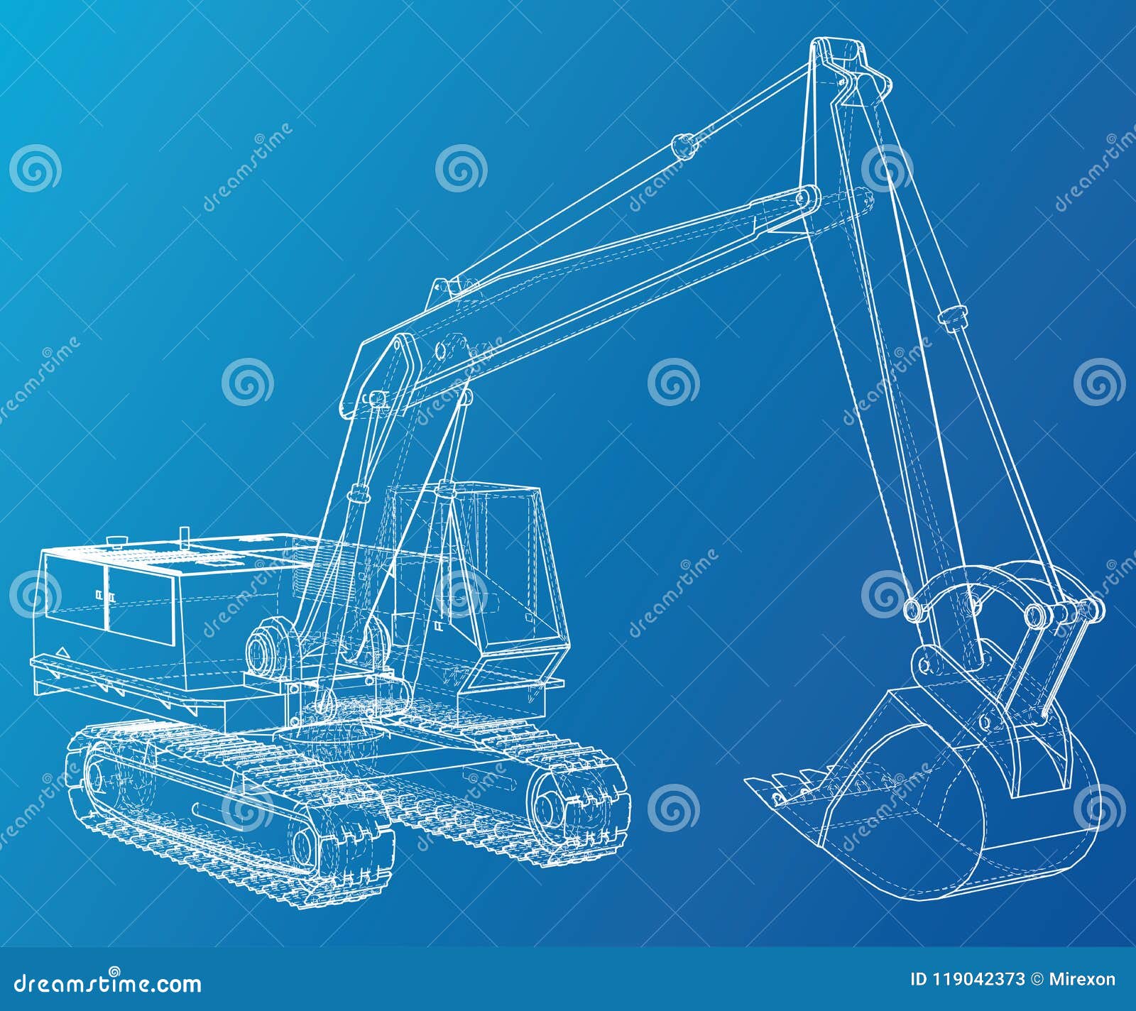 Excavator Vector. Wire-frame. EPS10 Format. Vector Created of 3d. Stock ...