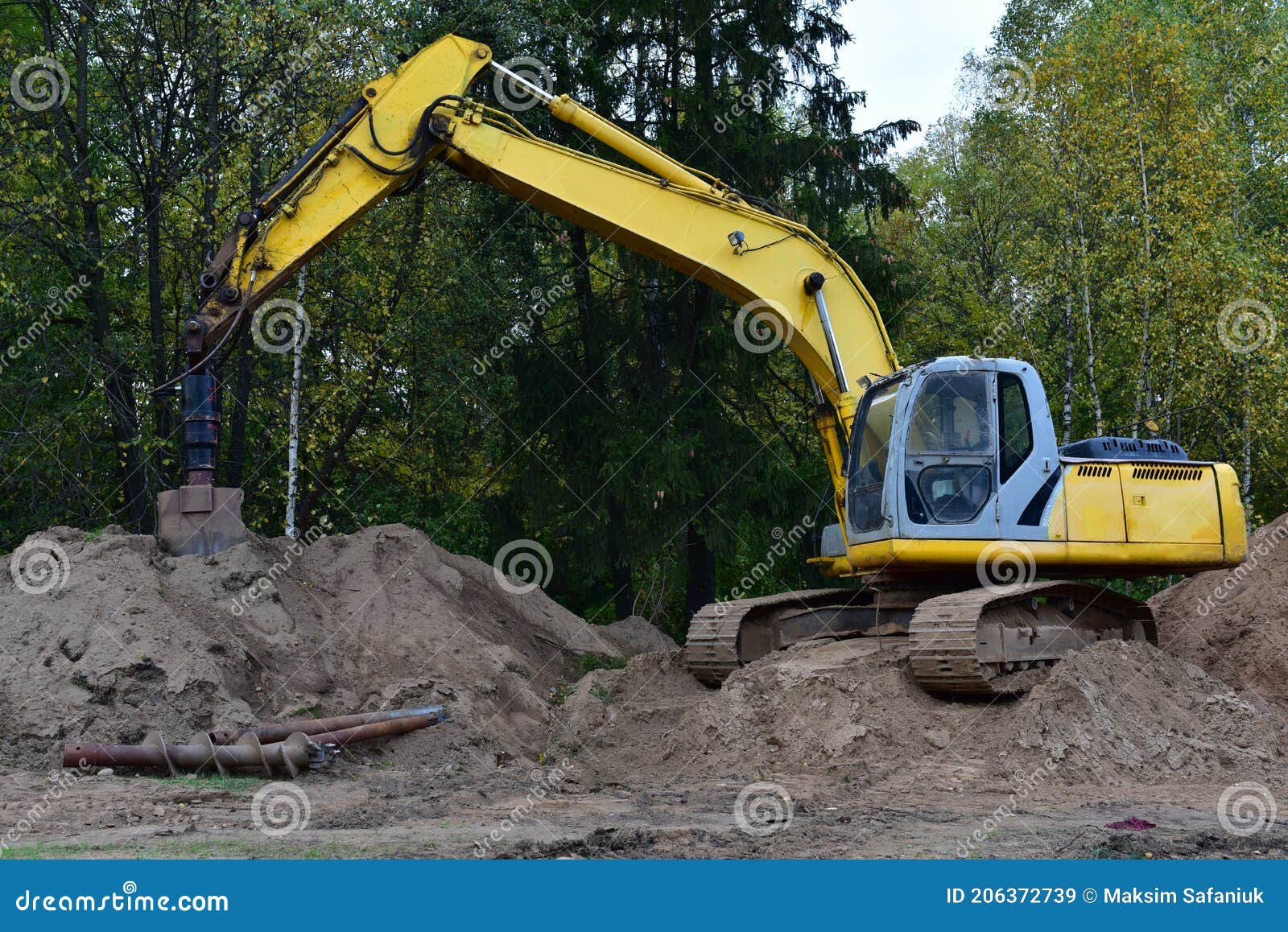 Excavator with Vertical Tamrock Pile Foundation Drilling Machine. Drill ...