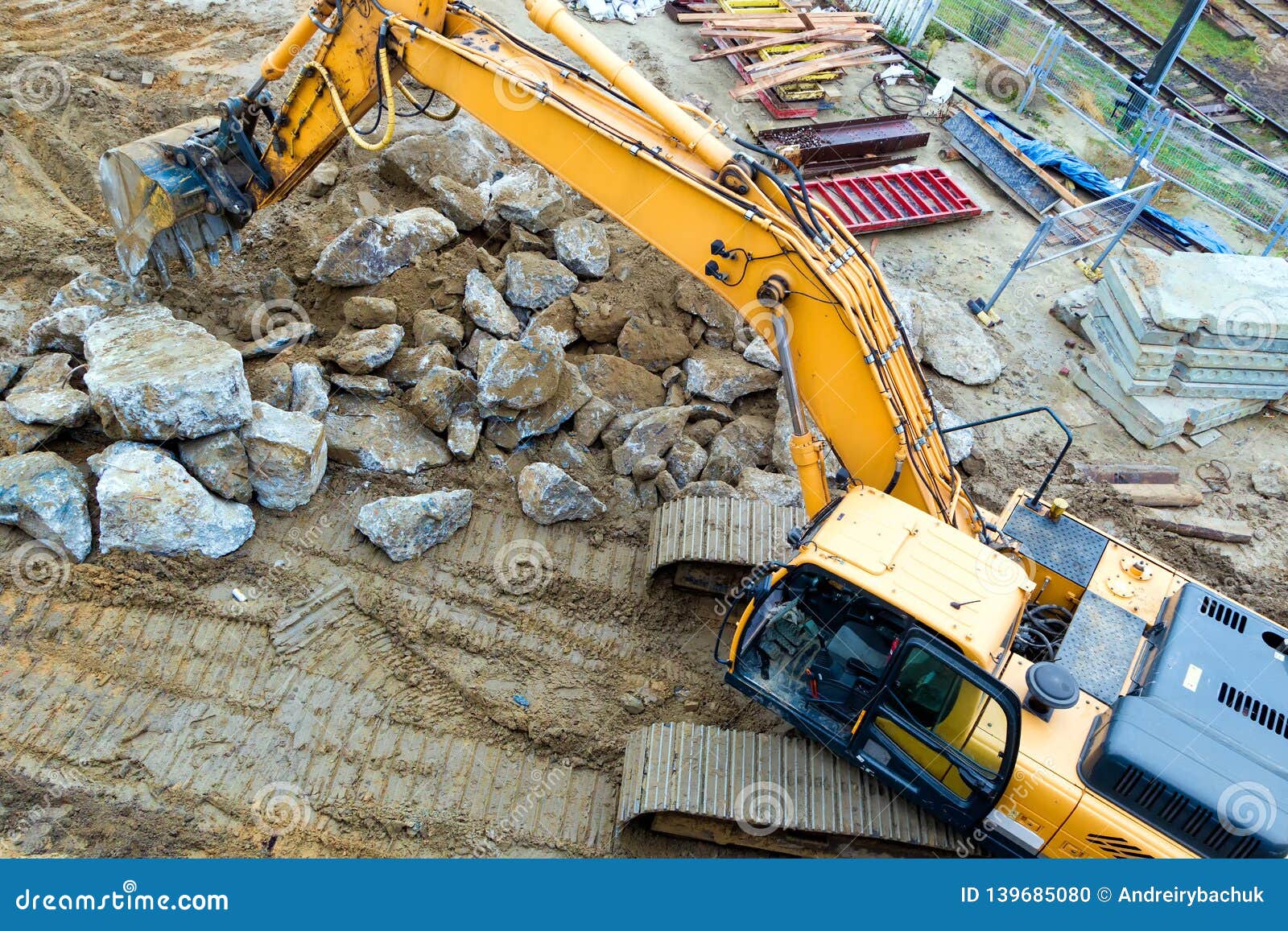 Excavator. view of top stock photo. Image of development - 139685080