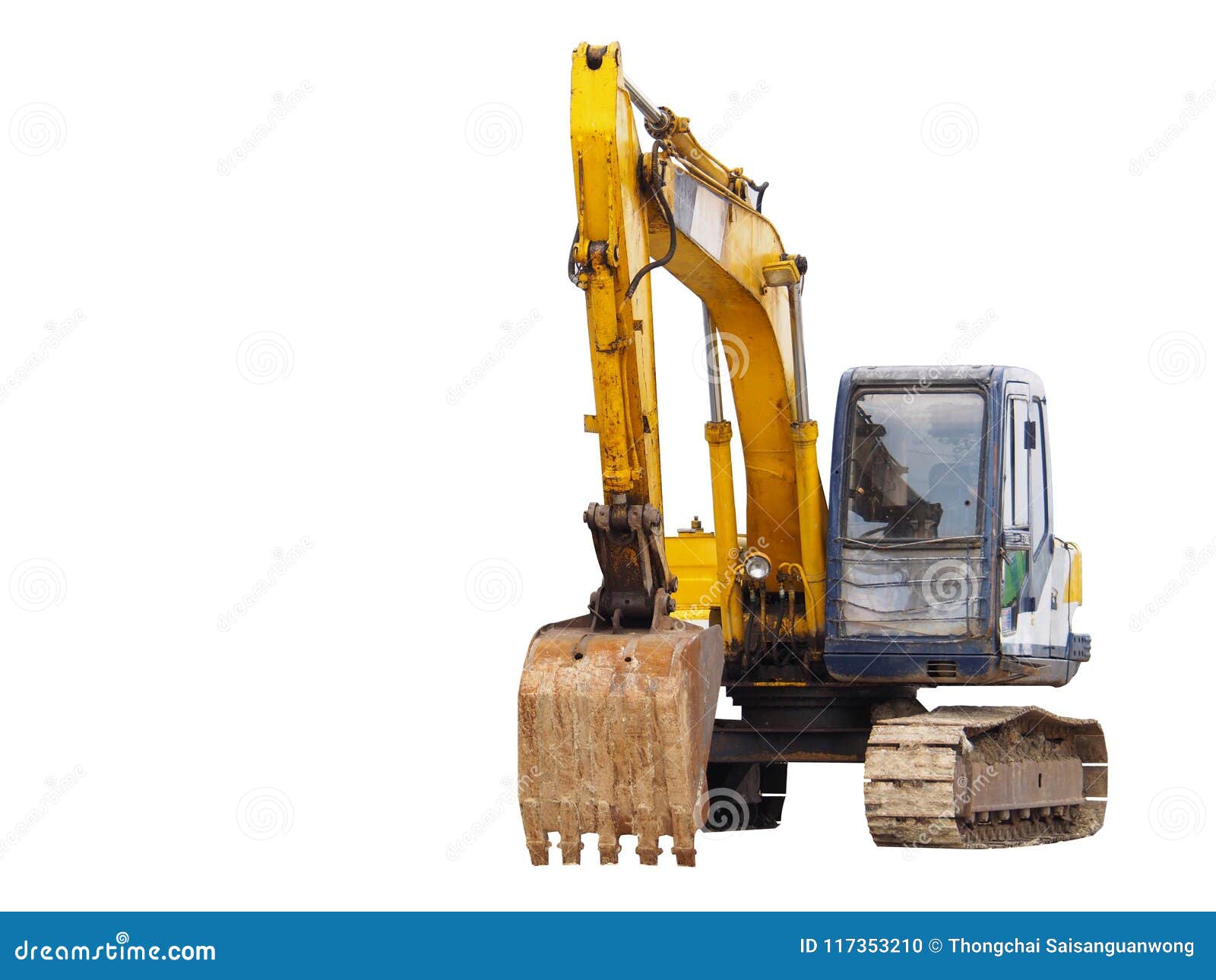 Excavator on a White Background Stock Photo - Image of backhoe ...
