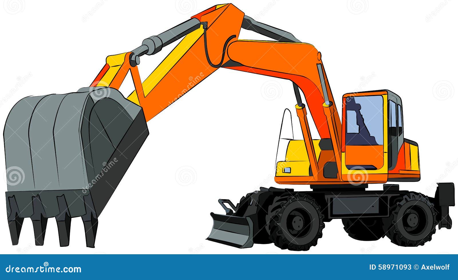 Excavator, on White, Vector Illustration Stock Vector - Illustration of ...