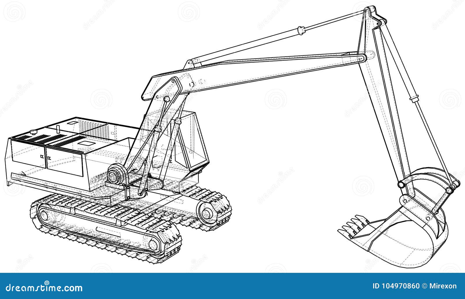 Excavator. Wire-frame. EPS10 Format. Vector Rendering of 3d. Stock ...