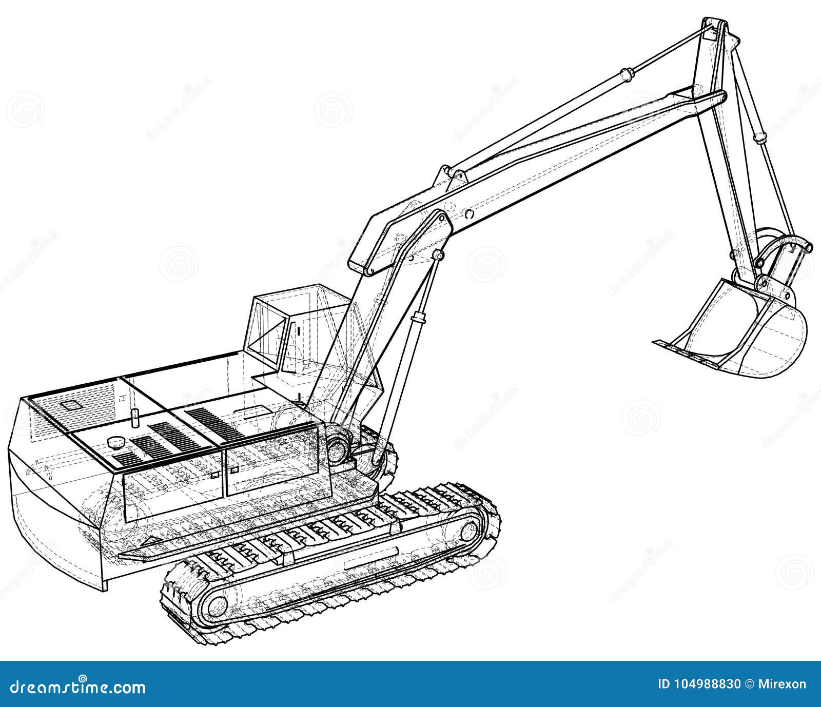 Excavator. Wire-frame. EPS10 Format. Vector Rendering of 3d. Stock ...