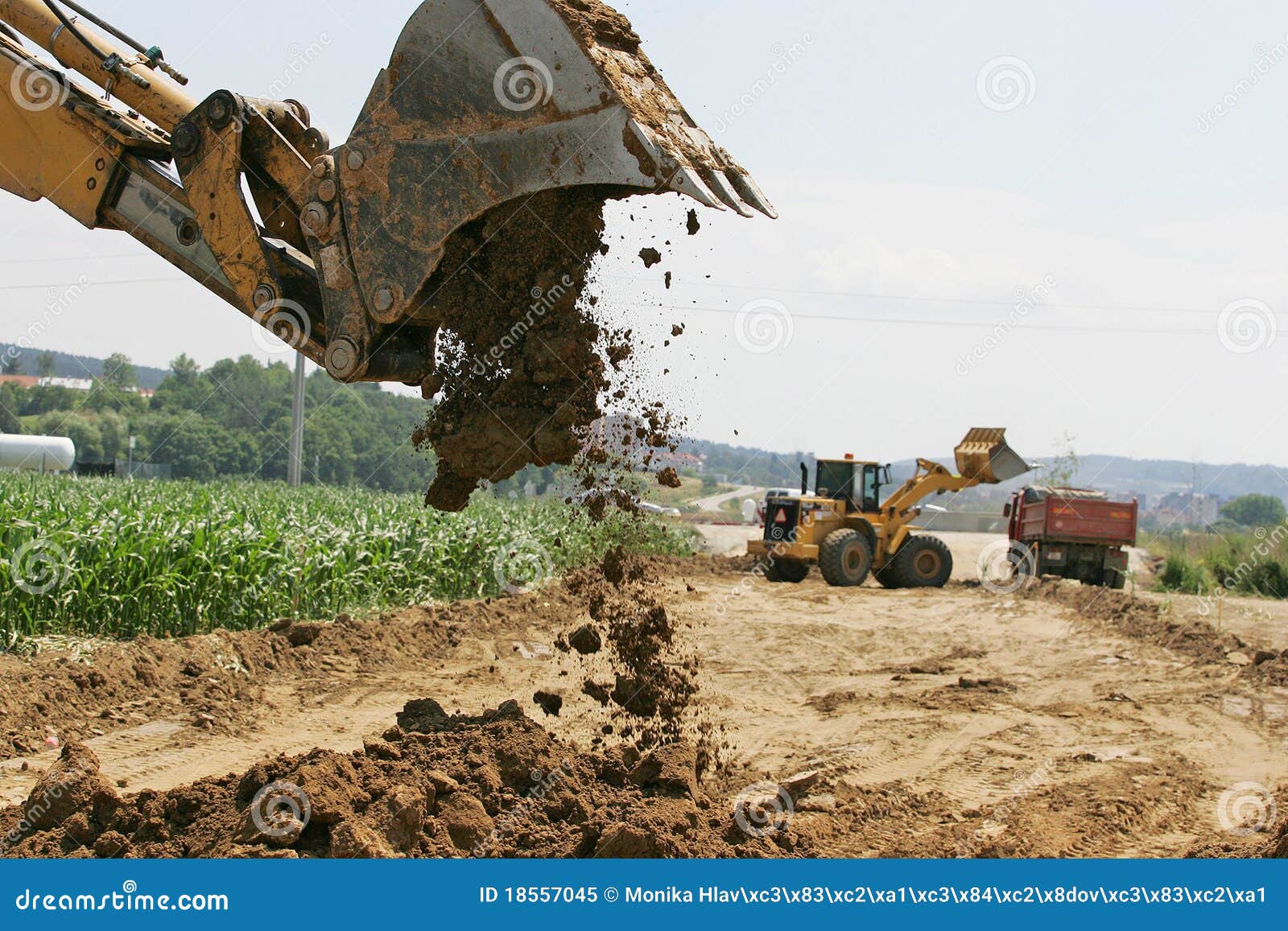 Excavator at work stock image. Image of earthmover, industrial - 18557045