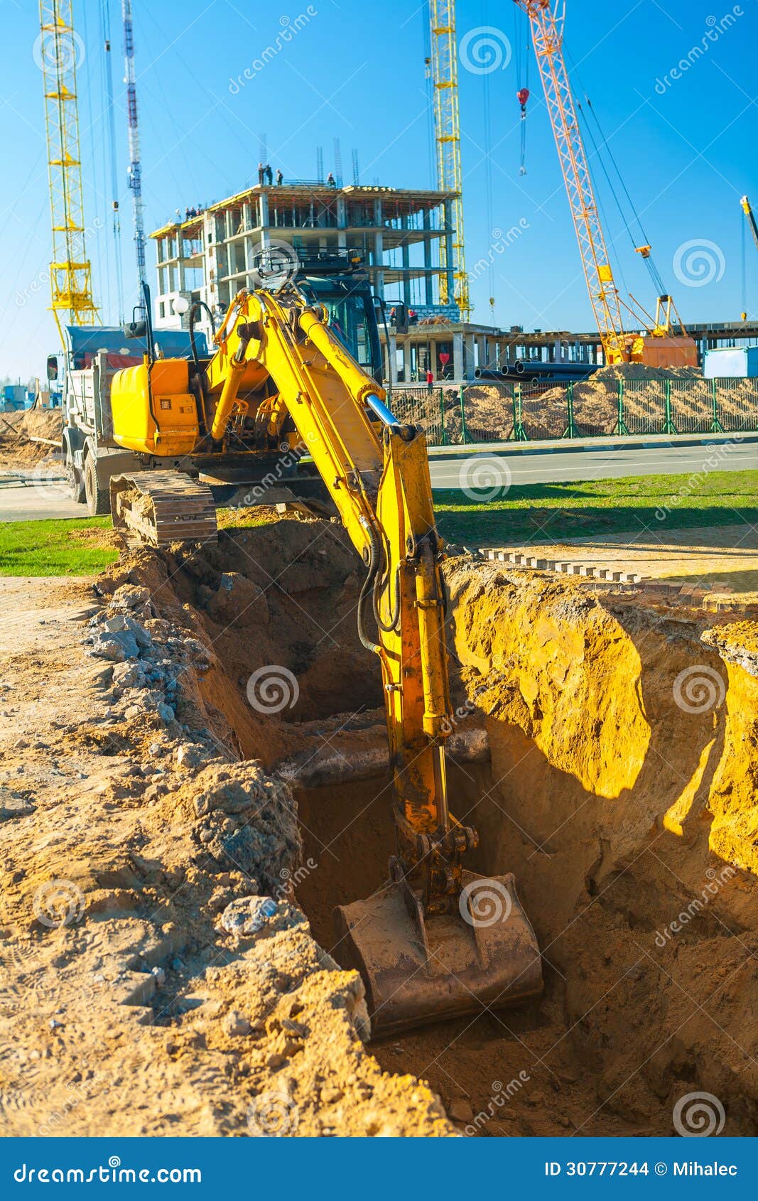 Excavator in work stock photo. Image of industry, digging - 30777244