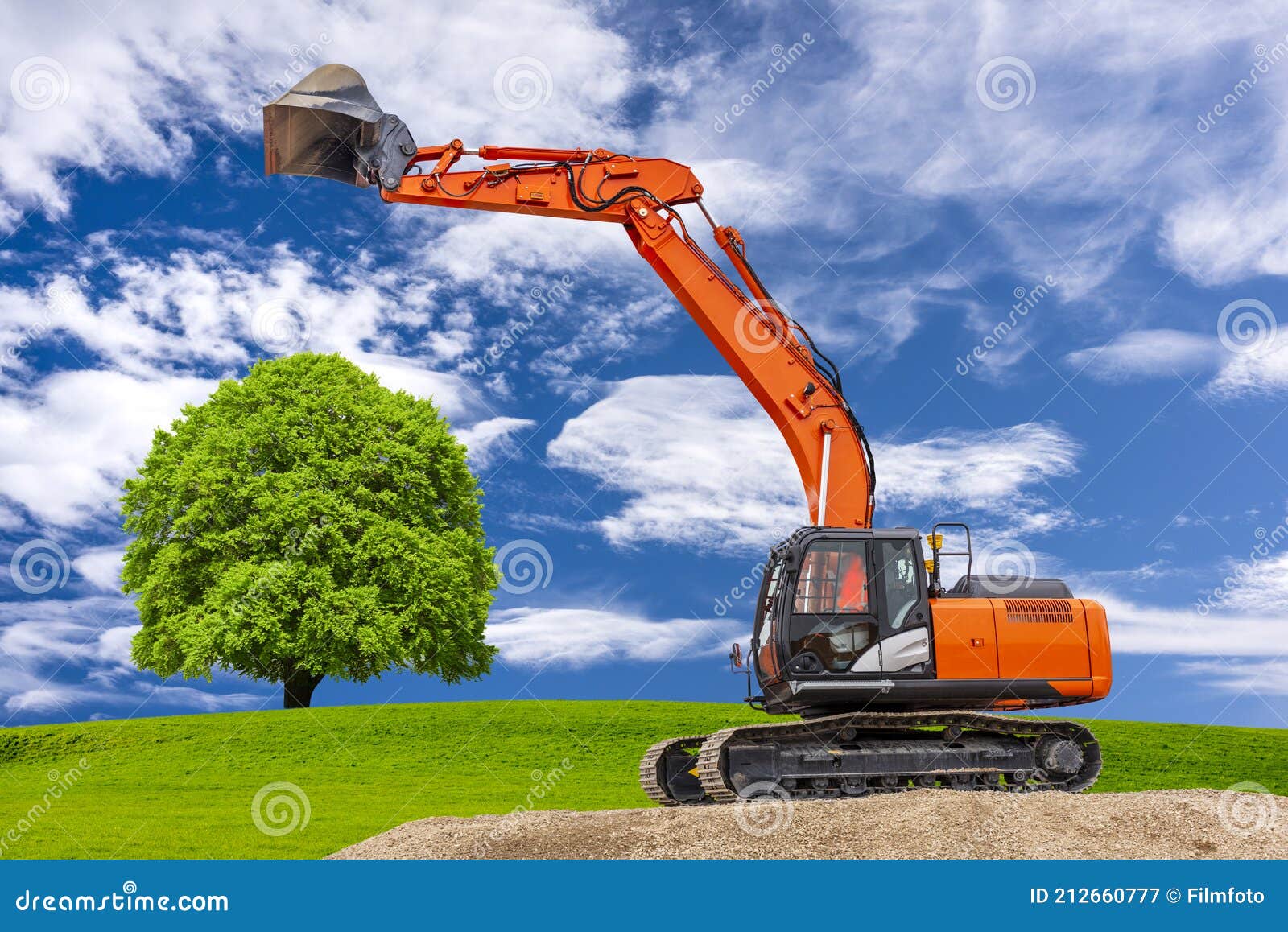 Excavator at Work on Construction Site Stock Image - Image of shovel ...