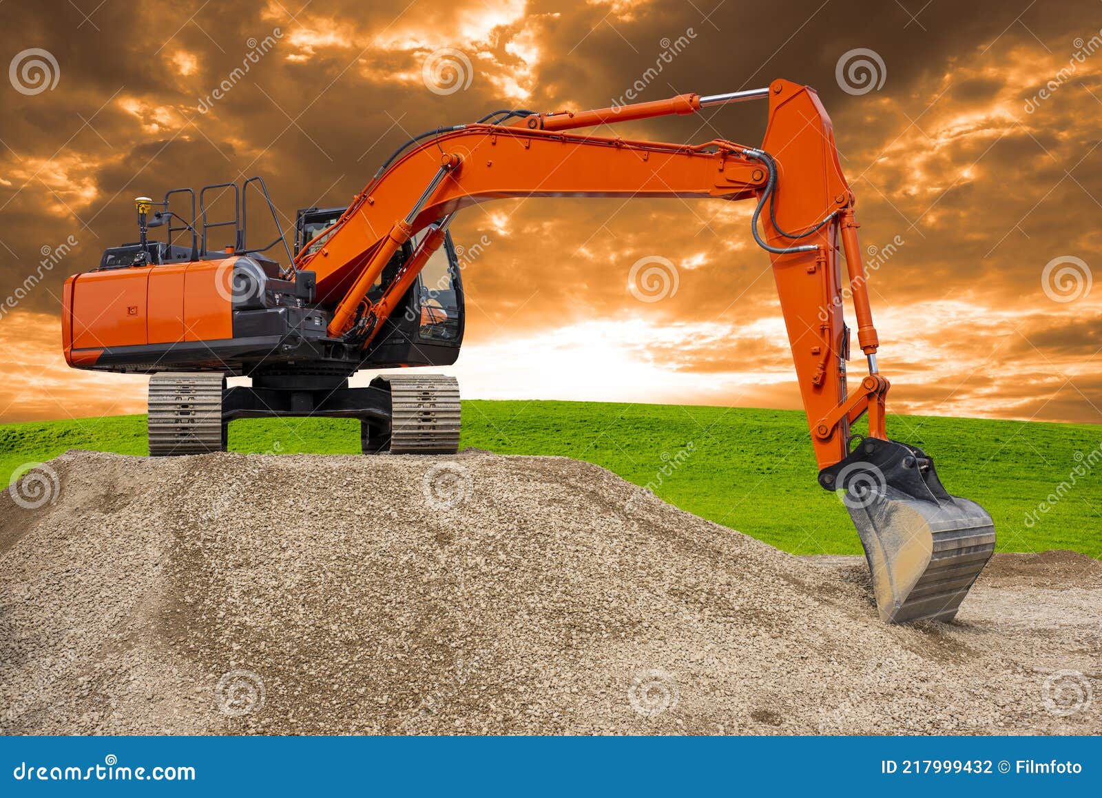 Excavator at Work on Construction Site Stock Photo - Image of earth ...