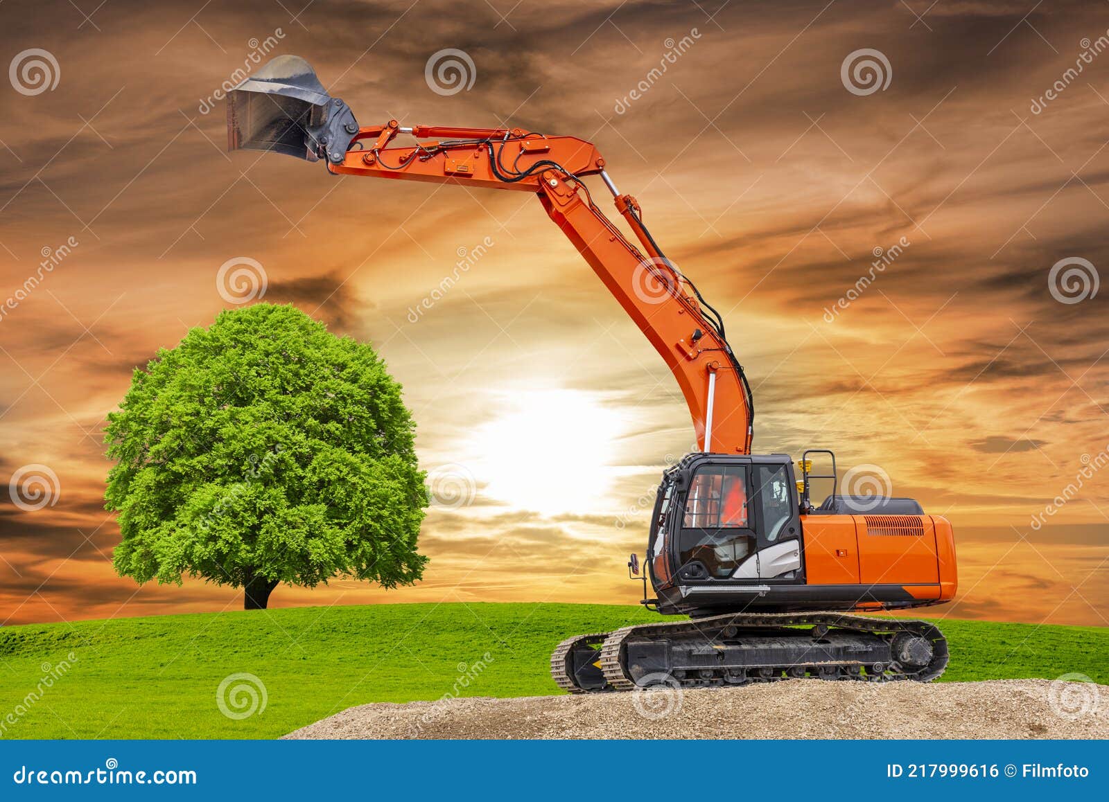 Excavator at Work on Construction Site Stock Photo - Image of machinery ...