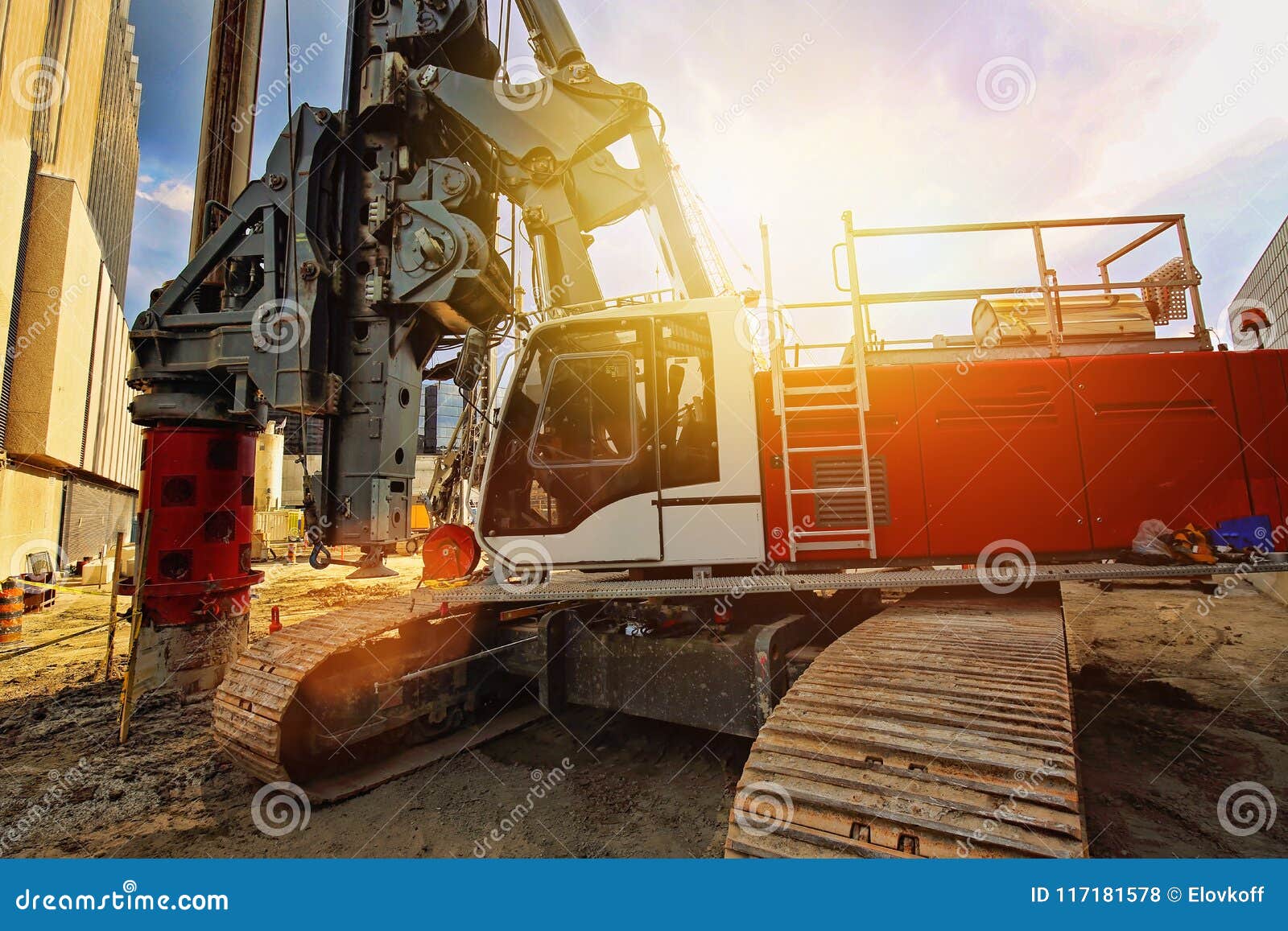 Excavator at work stock photo. Image of industrial, mover - 117181578