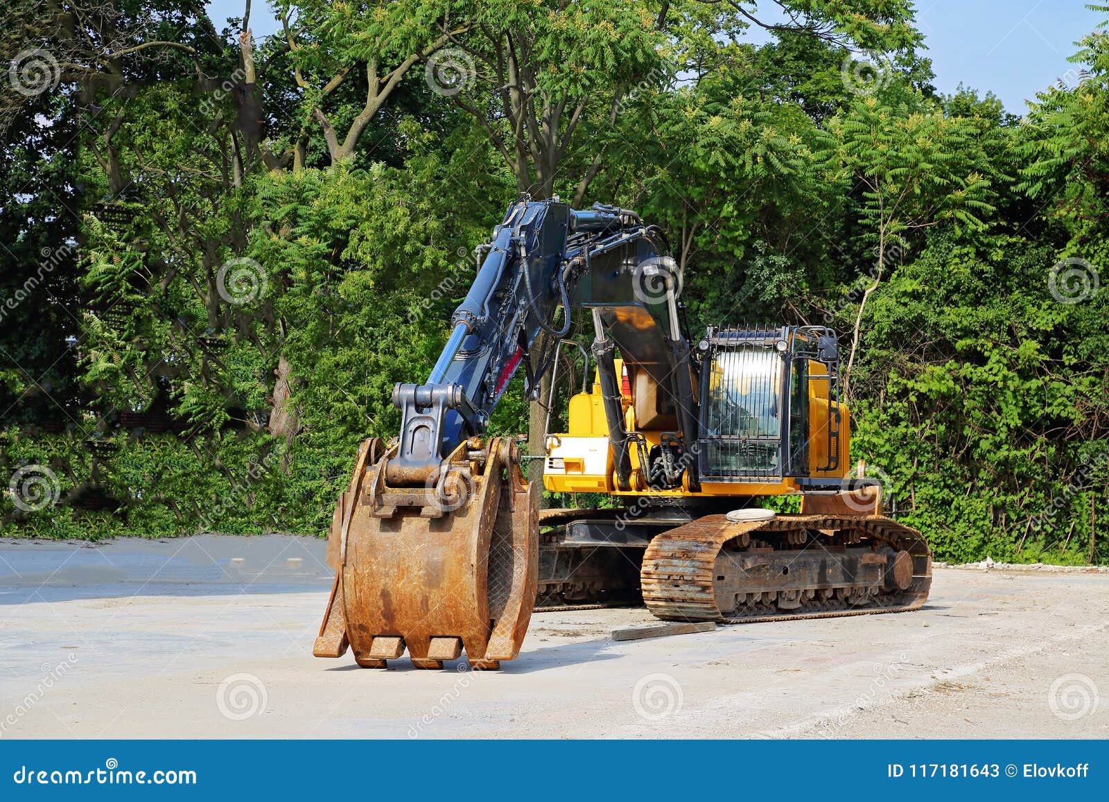 Excavator at work stock image. Image of excavation, demolition - 117181643