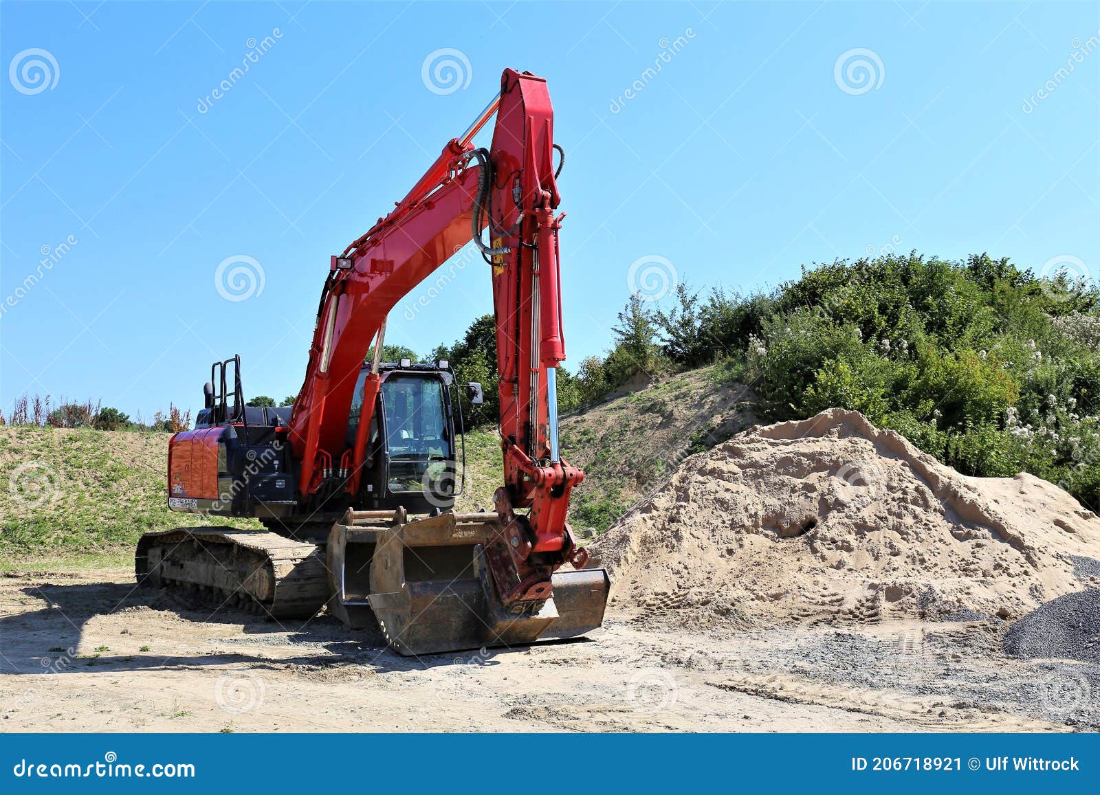Excavator at work stock image. Image of equipment, backhoe - 206718921