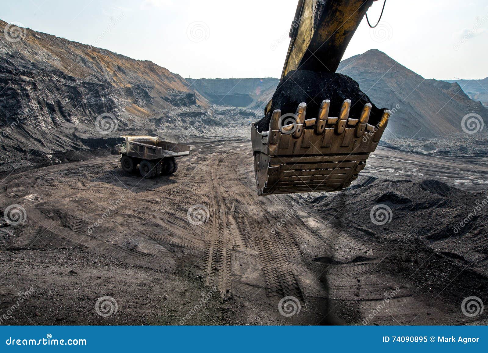 Excavator at Work in Open Pit Editorial Image - Image of digger, coal ...