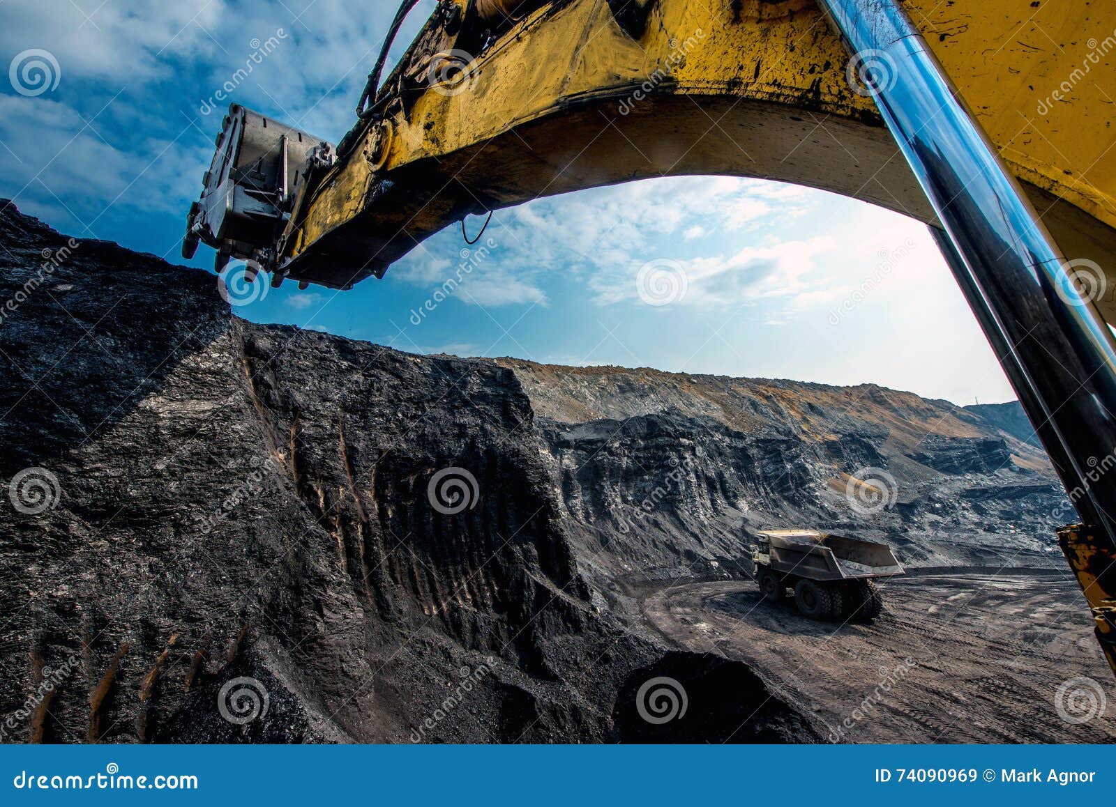 Excavator at Work in Open Pit Stock Image - Image of large, open: 74090969