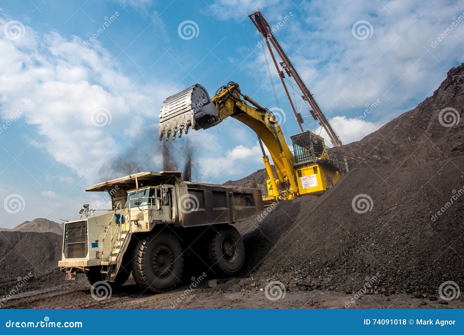 Excavator at Work in Open Pit Stock Photo - Image of machinery, land ...
