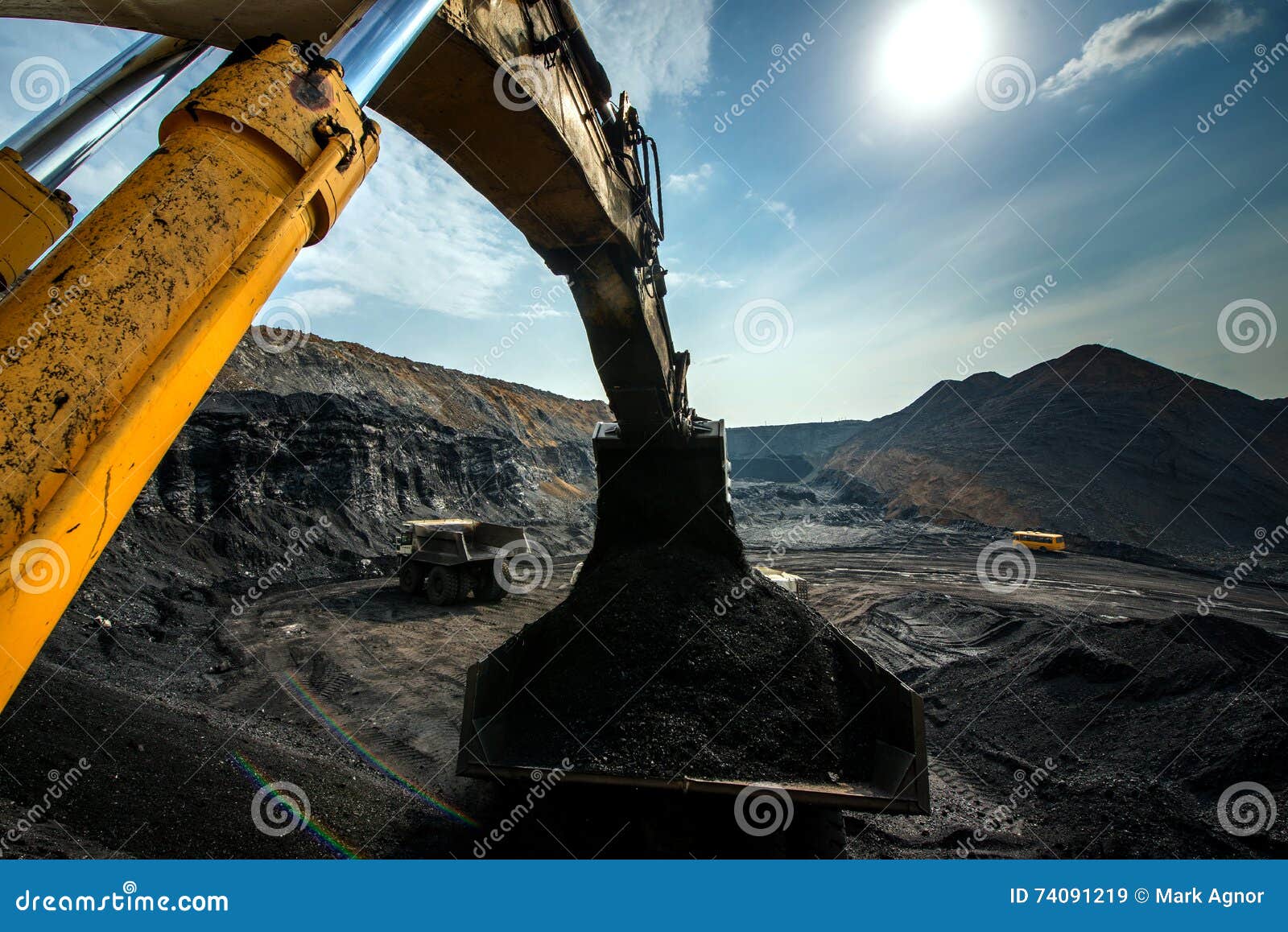 Excavator at Work in Open Pit Stock Image - Image of energy, dirt: 74091219