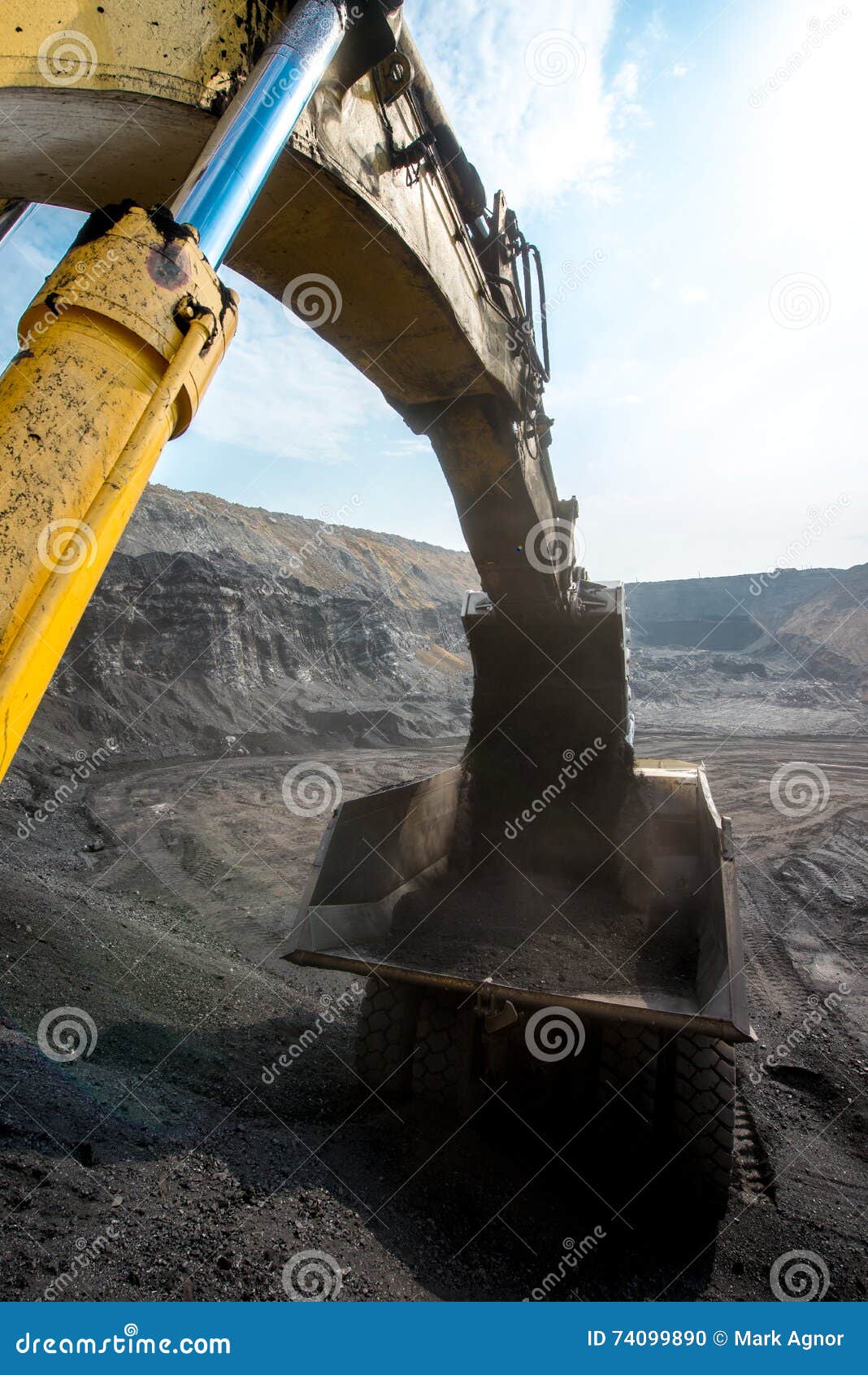 Excavator at Work in Open Pit Stock Photo - Image of ground, hydraulic ...
