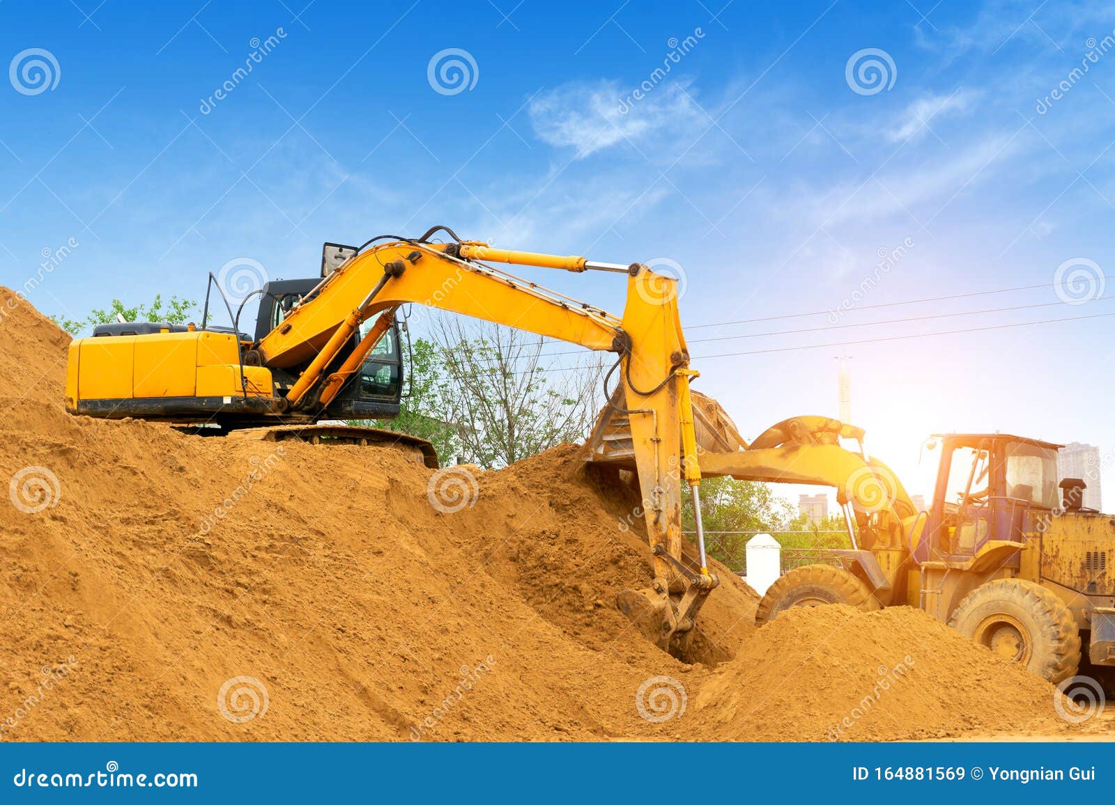 Excavator at work stock image. Image of equipment, bulldozer - 164881569