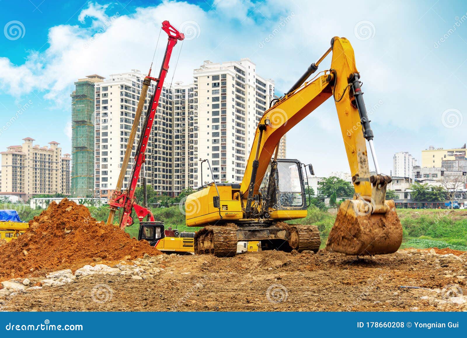 Excavator at work stock photo. Image of excavating, transportation ...