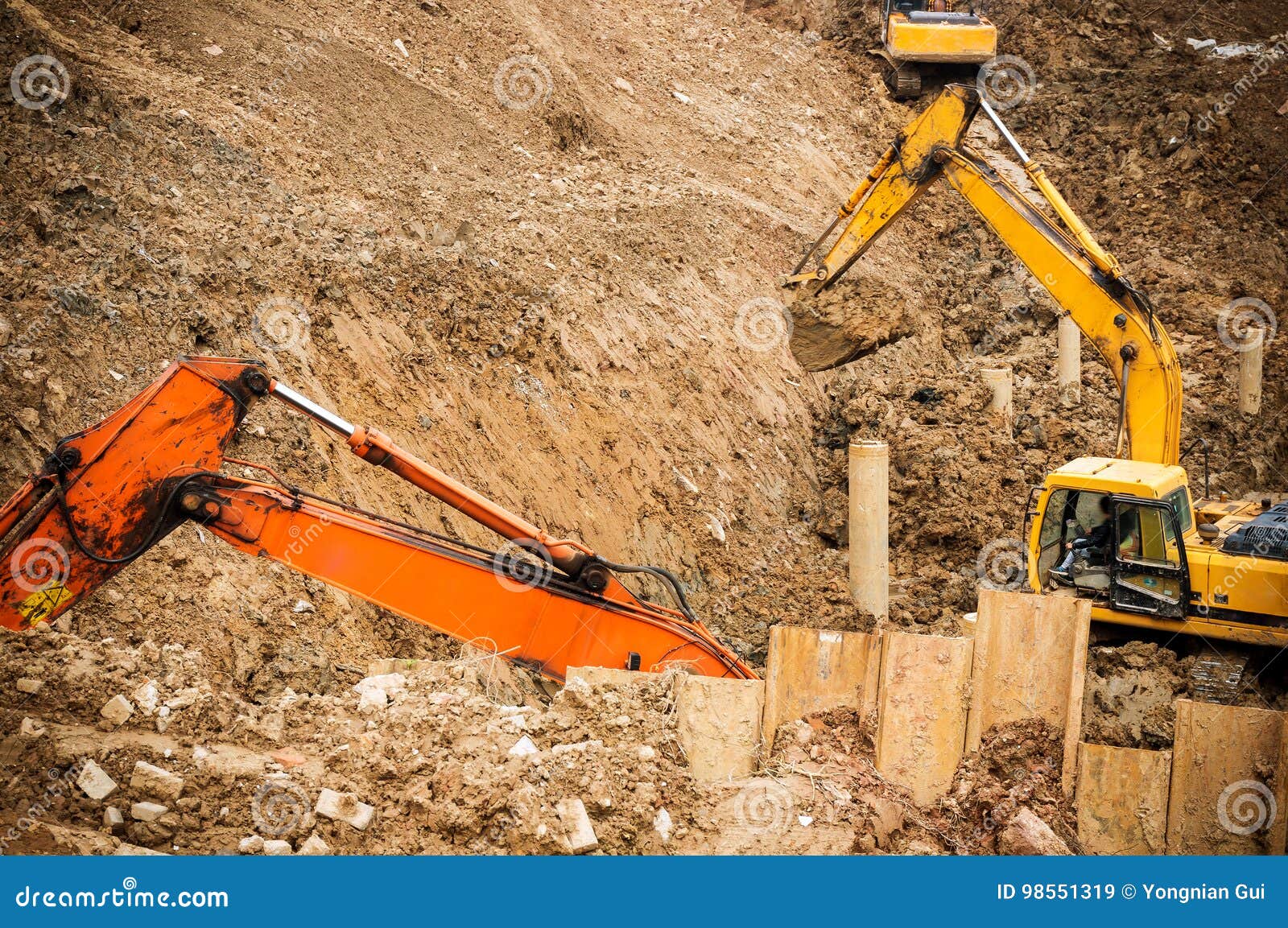 Excavator at work stock image. Image of shovel, ground - 98551319