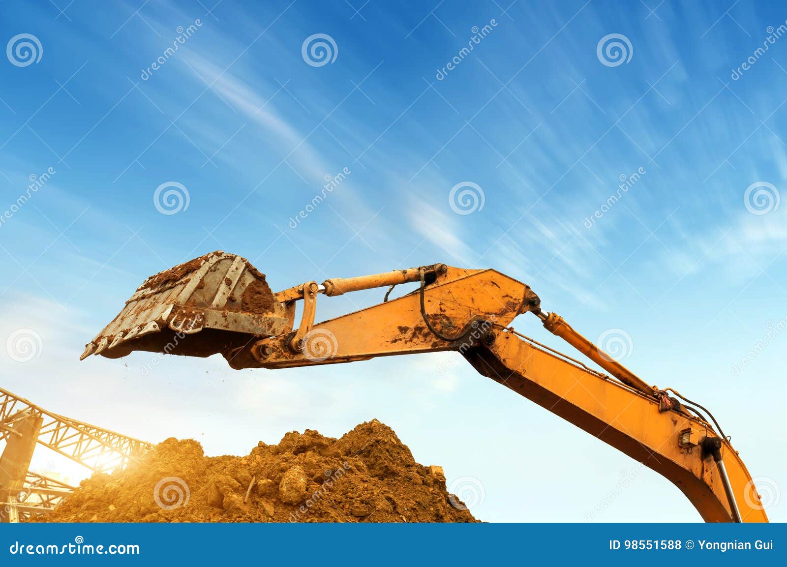 Excavator at work stock photo. Image of machinery, hydraulic - 98551588