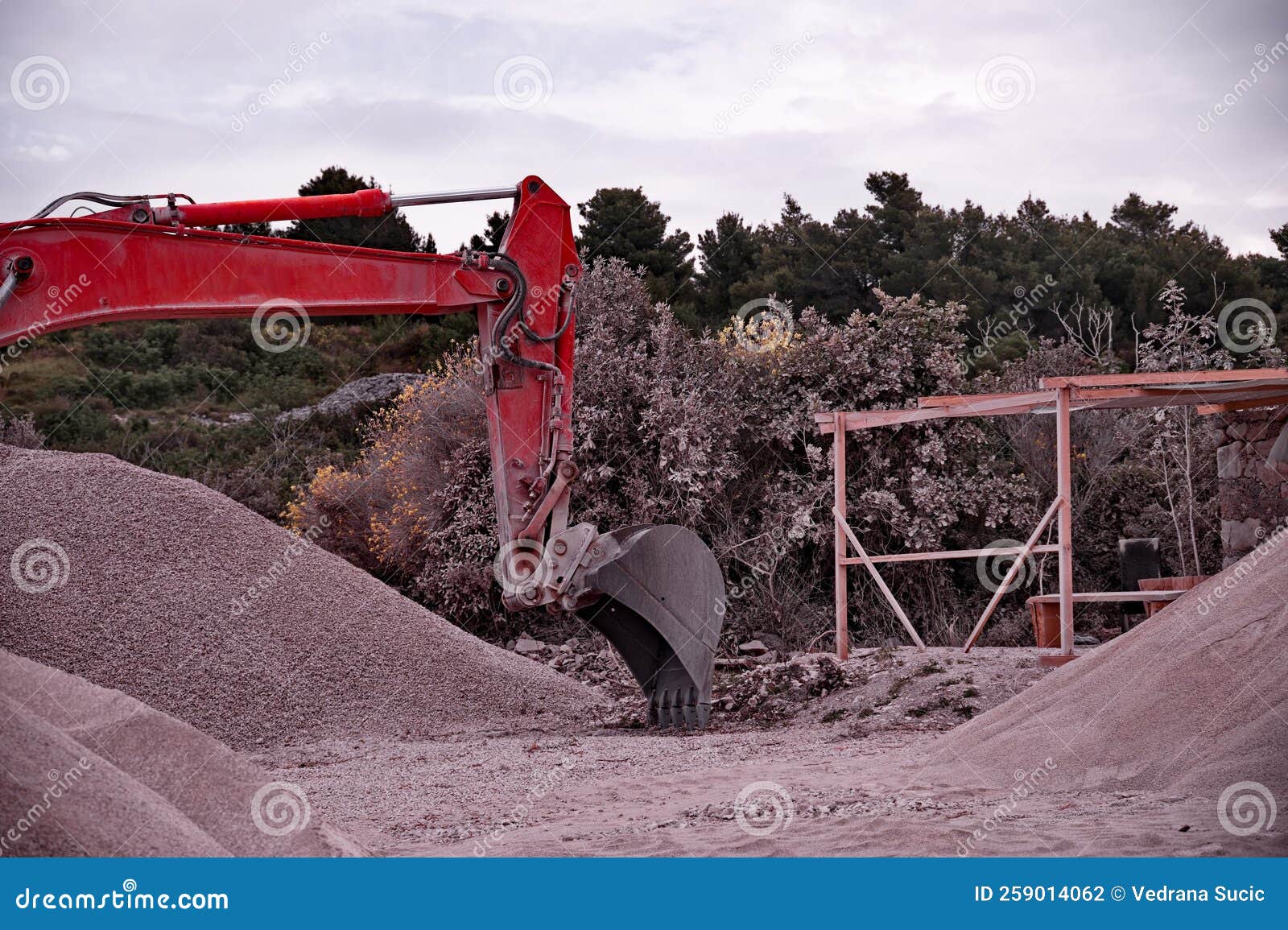 Excavator Working on Construction Stock Photo - Image of process ...