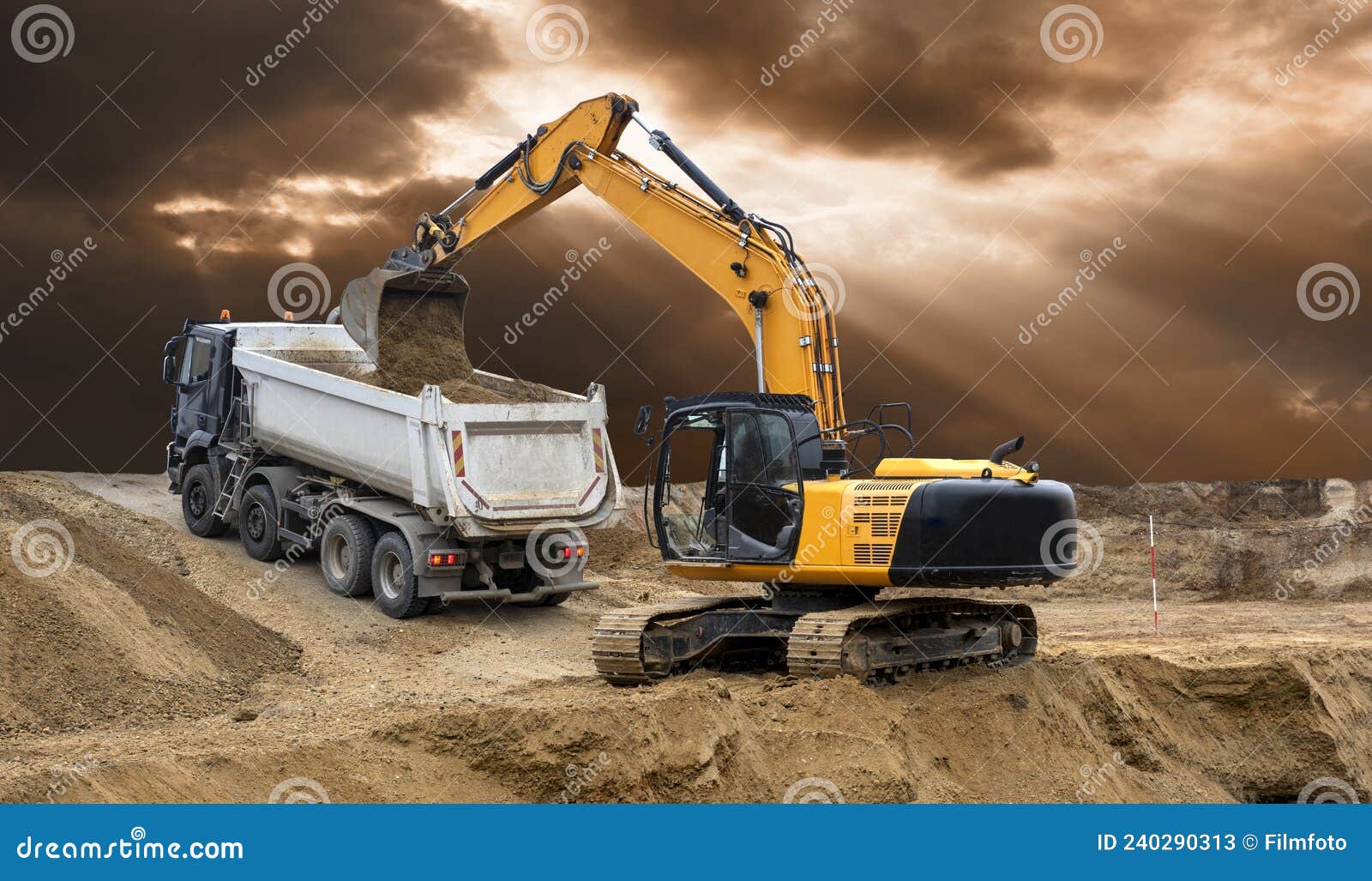 Excavator Working on Construction Site Stock Image - Image of industry ...
