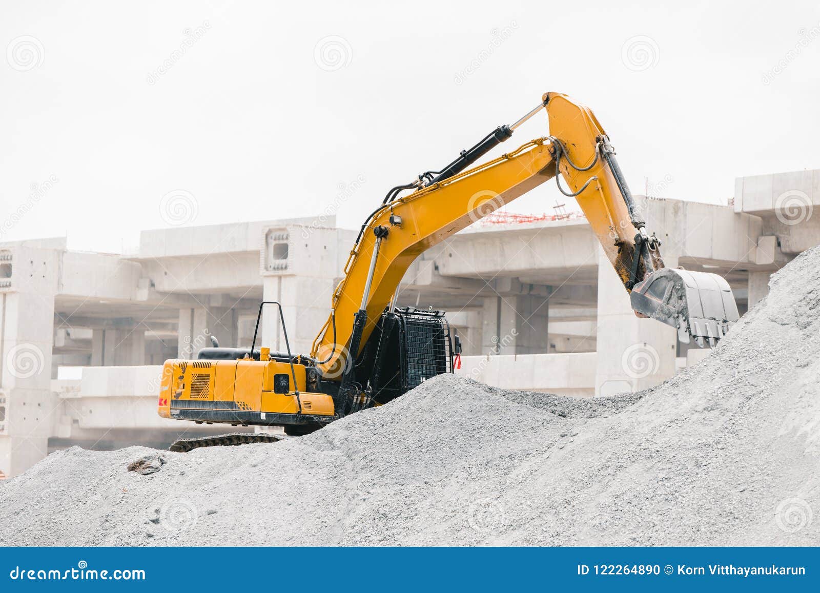 Excavator Working at the Construction Site Stock Photo - Image of ...