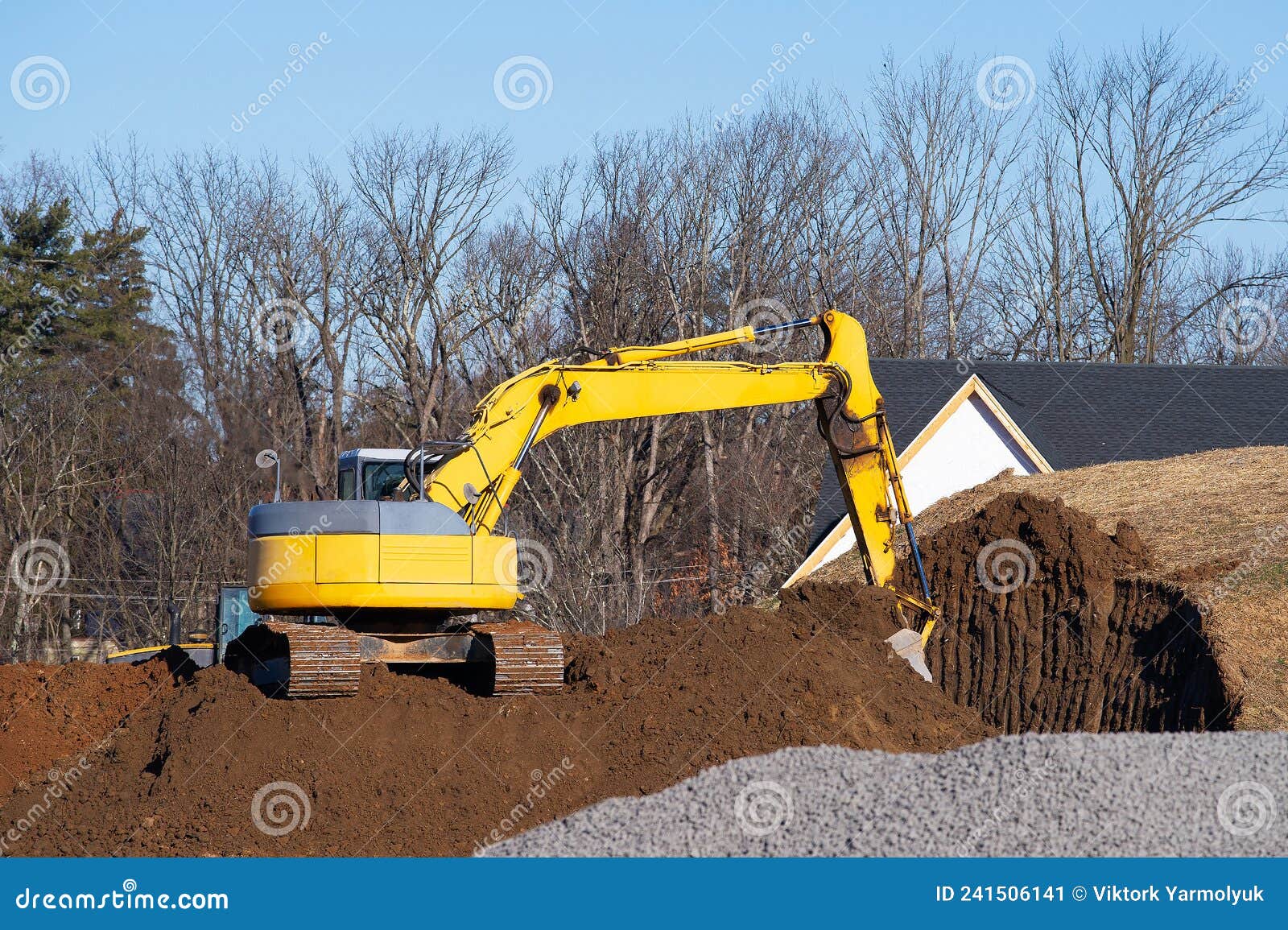 Excavator Working at Construction Site Stock Image - Image of machine ...