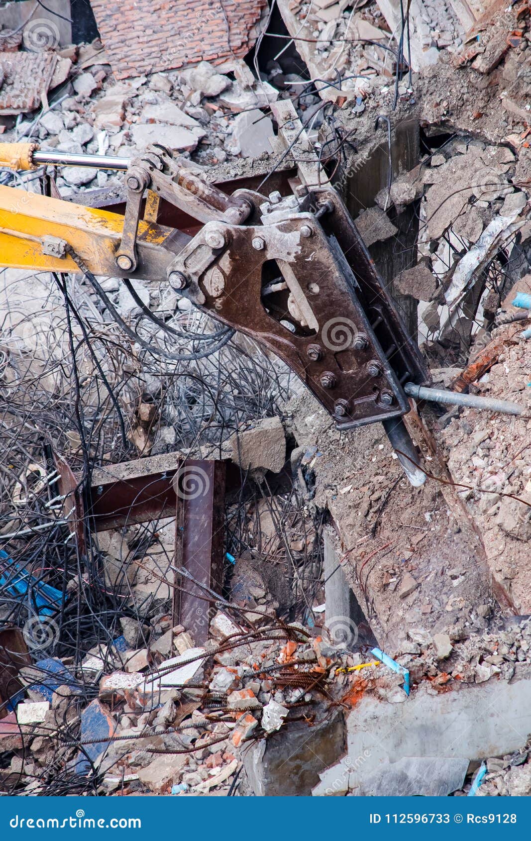 An Excavator Working at Demolition Site Stock Image - Image of ...