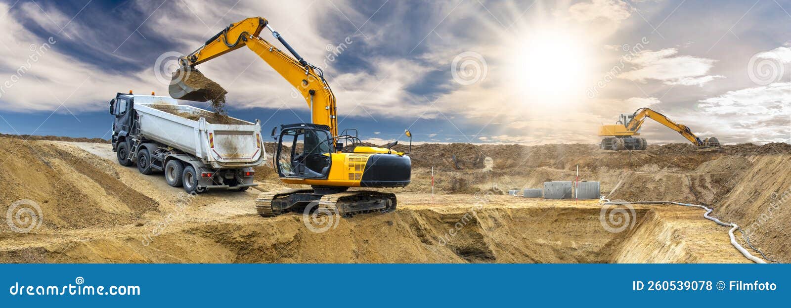 Excavator is Working and Digging at Construction Site Stock Photo ...