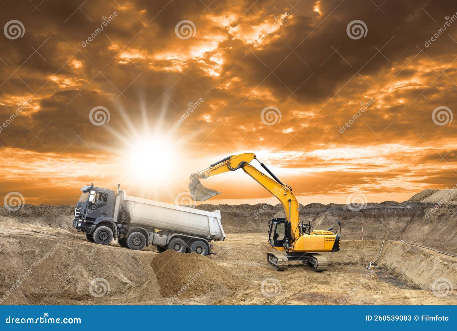 Excavator is Working and Digging at Construction Site Stock Image ...