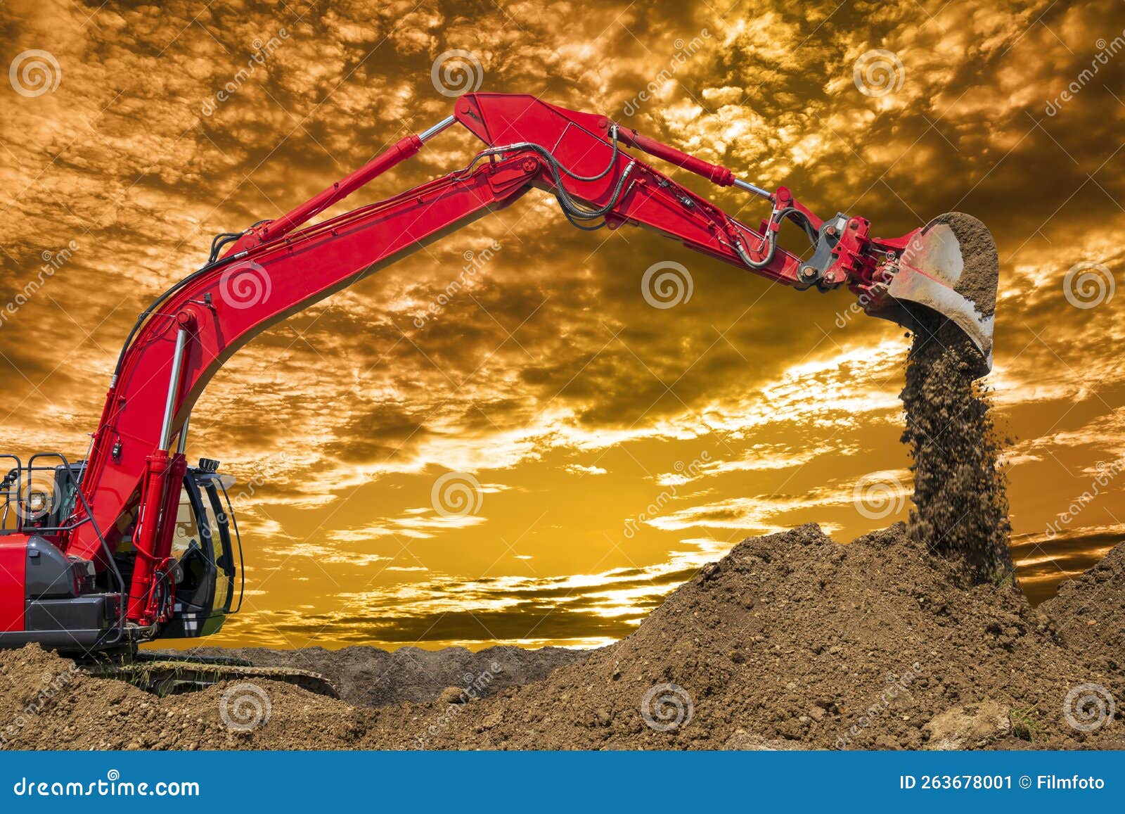 Excavator is Working and Digging at Construction Site Stock Image ...