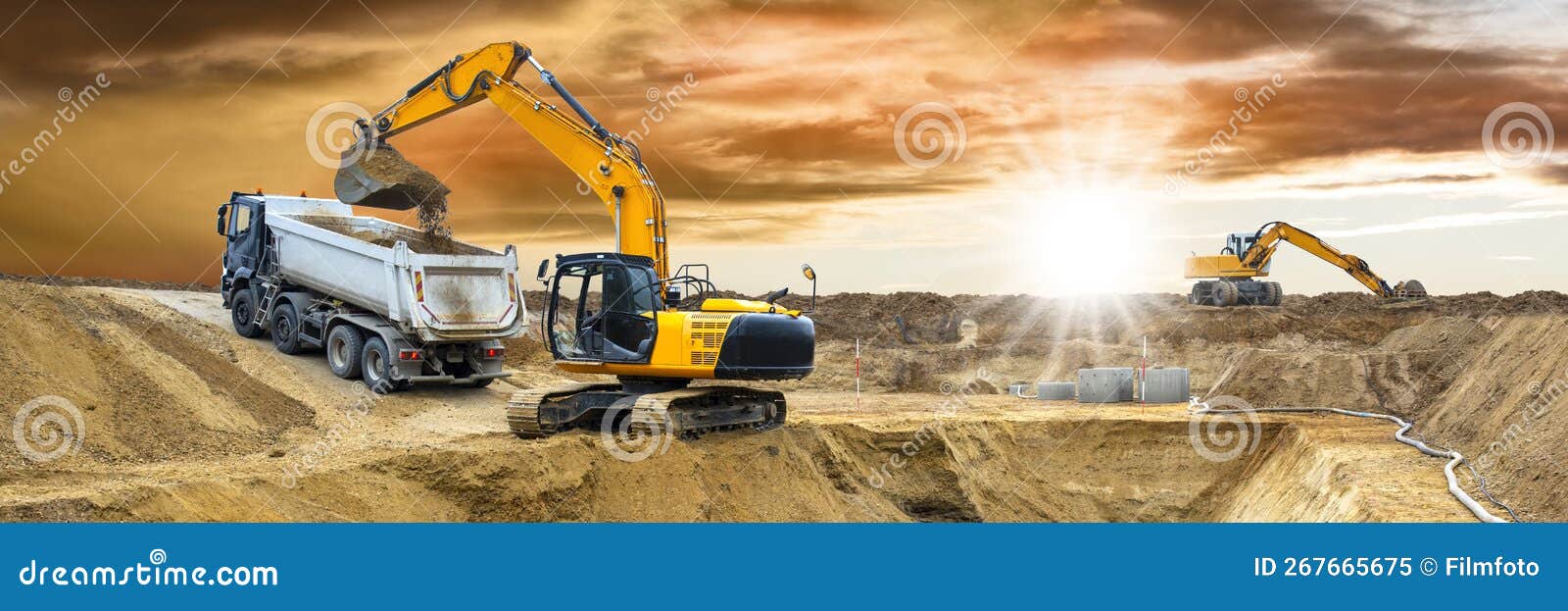 Excavator is Working and Digging at Construction Site Stock Image ...