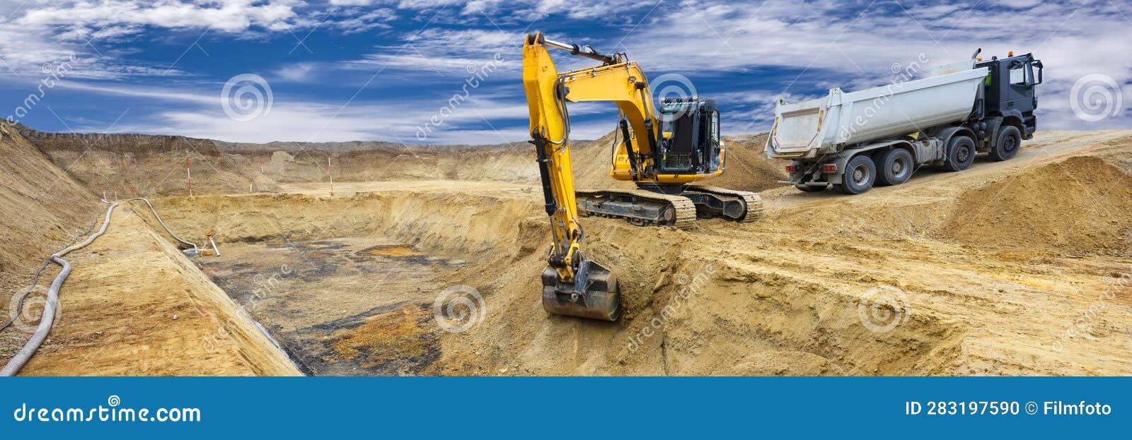 Excavator is Working and Digging at Construction Site. Stock Photo ...
