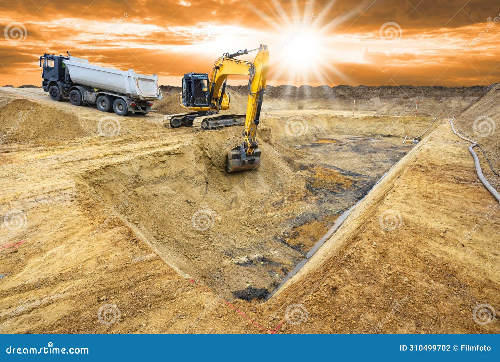 Excavator is Working and Digging at Construction Site Stock Photo ...