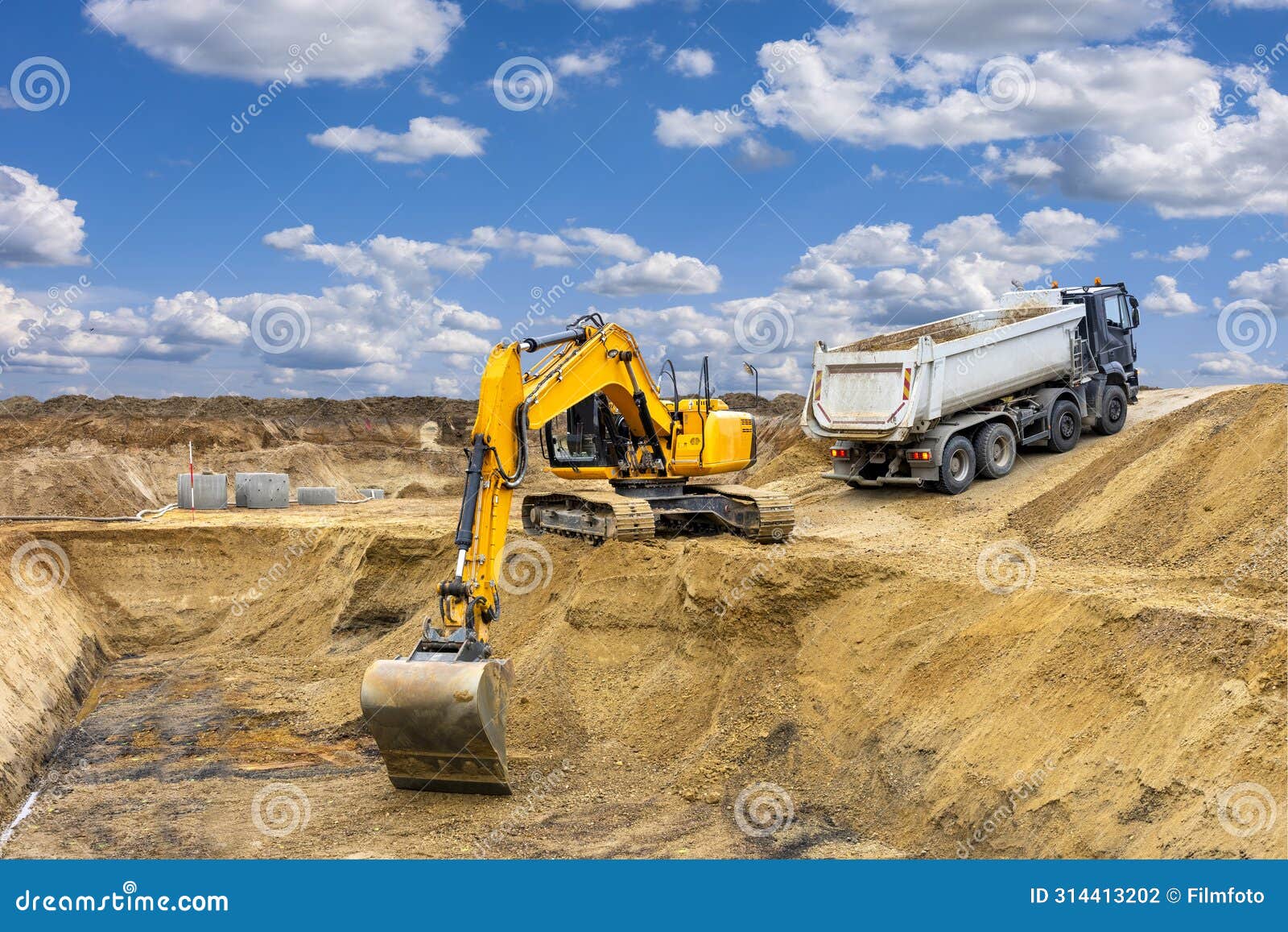 Excavator is Working and Digging at Construction Site Stock Photo ...