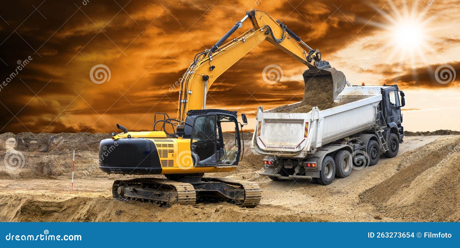 Excavator is Working and Digging in Construction Site Stock Photo ...