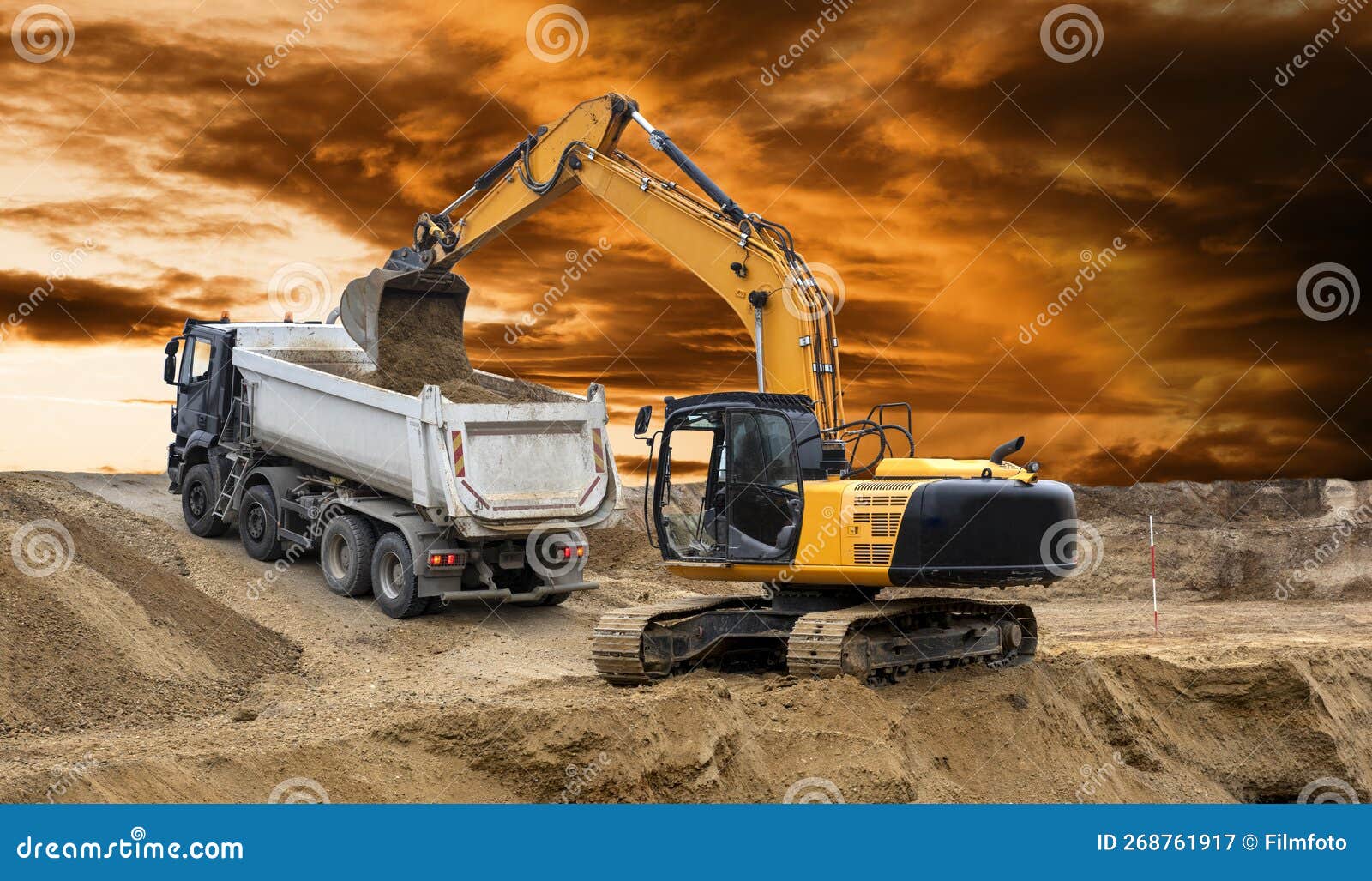 Excavator is Working and Digging at Construction Site Stock Image ...