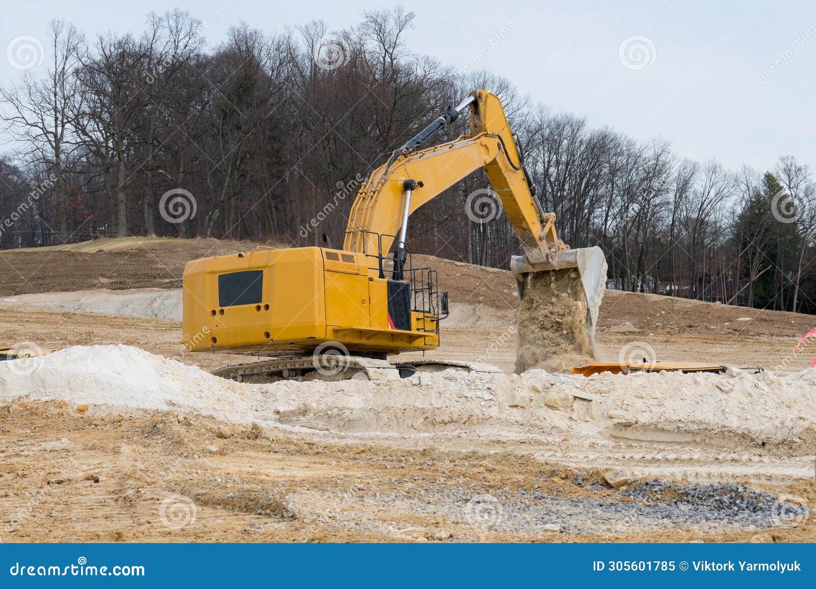 Excavator is Working and Digging at Construction Site Stock Image ...