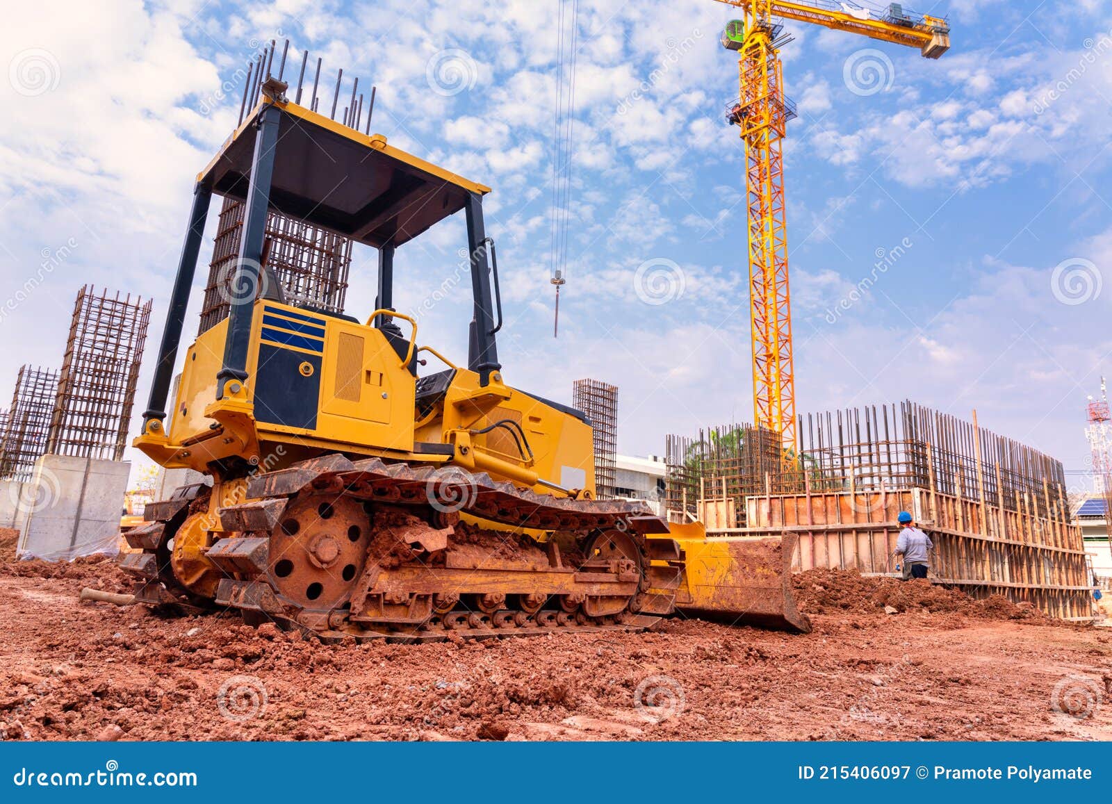 Excavator for Working with Earth and Sand in Sandpit in Foundation Work ...