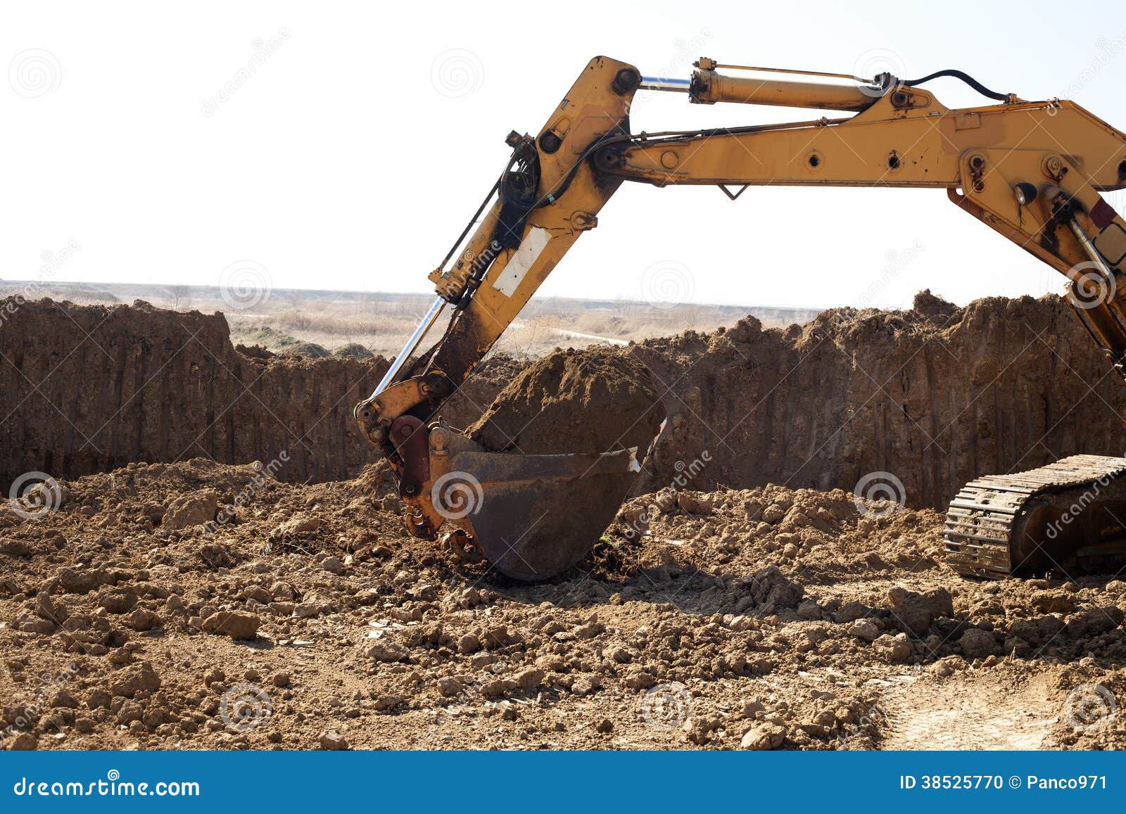 Excavator Working on the Excavation Stock Photo - Image of cloud ...