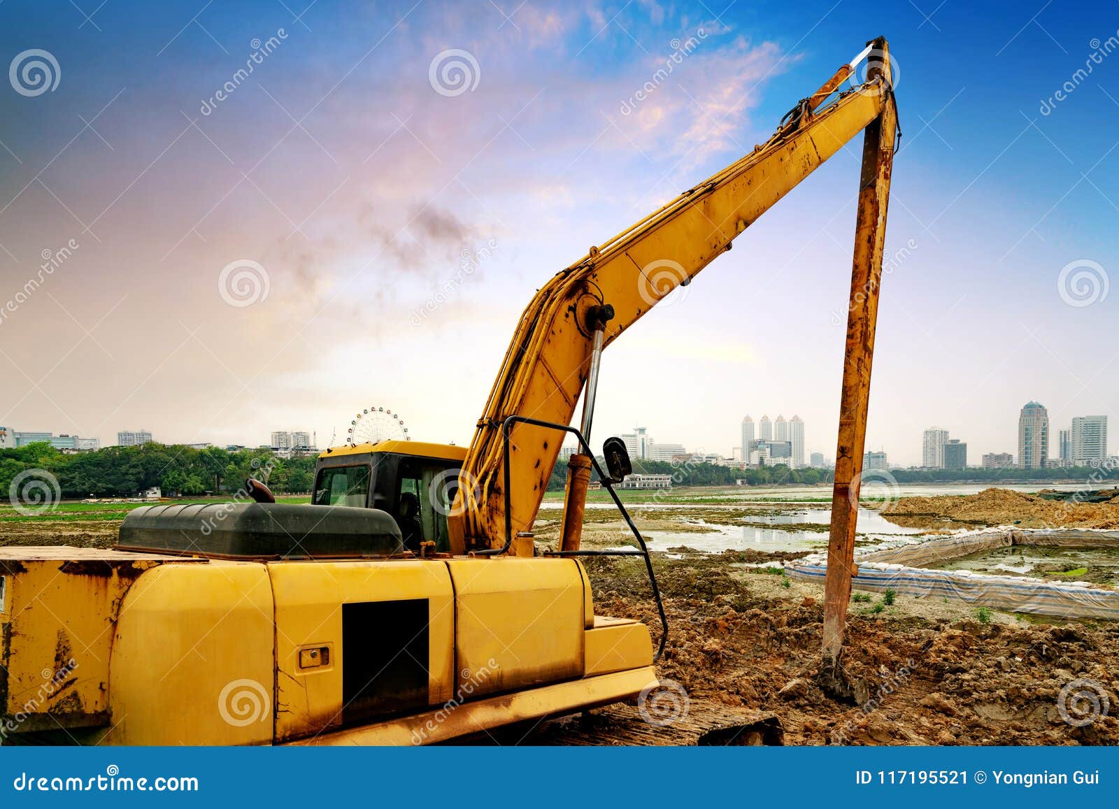 Excavator at work stock image. Image of machinery, loader - 117195521