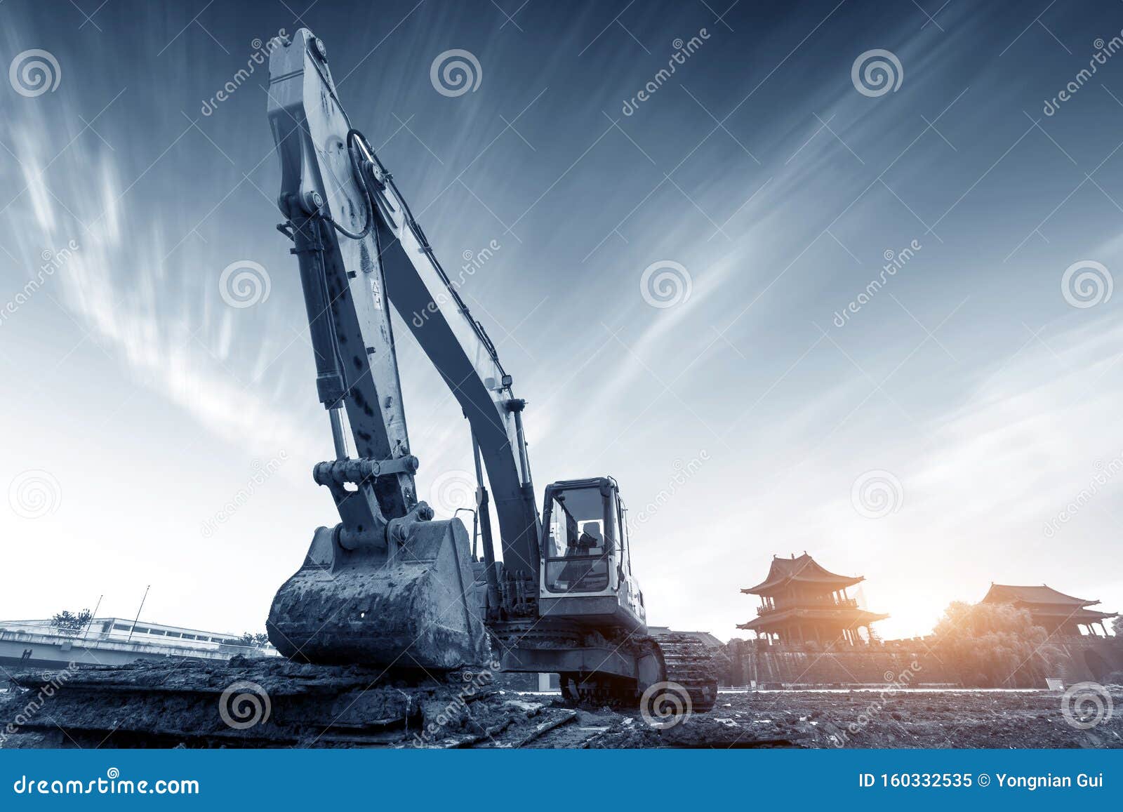 Excavator at work stock image. Image of business, hydraulic - 160332535