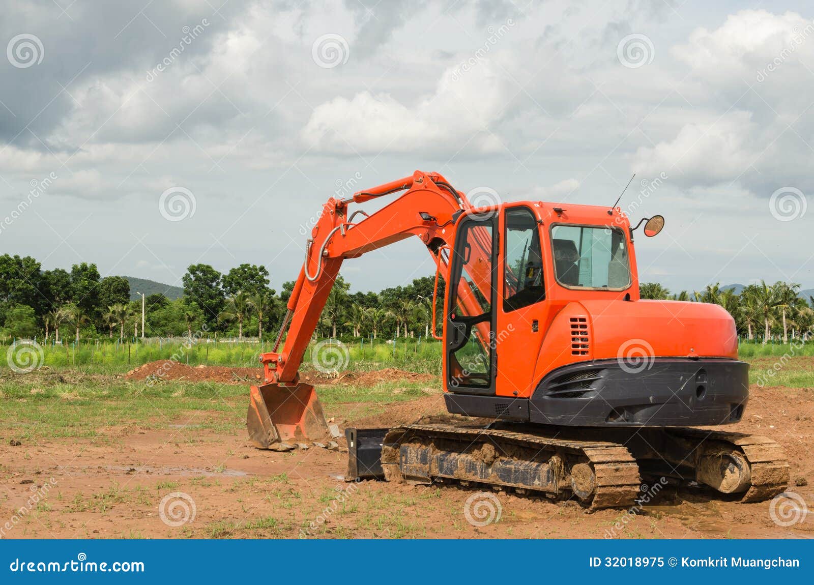Excavator Working in the Farmland Stock Image - Image of bulldoser ...