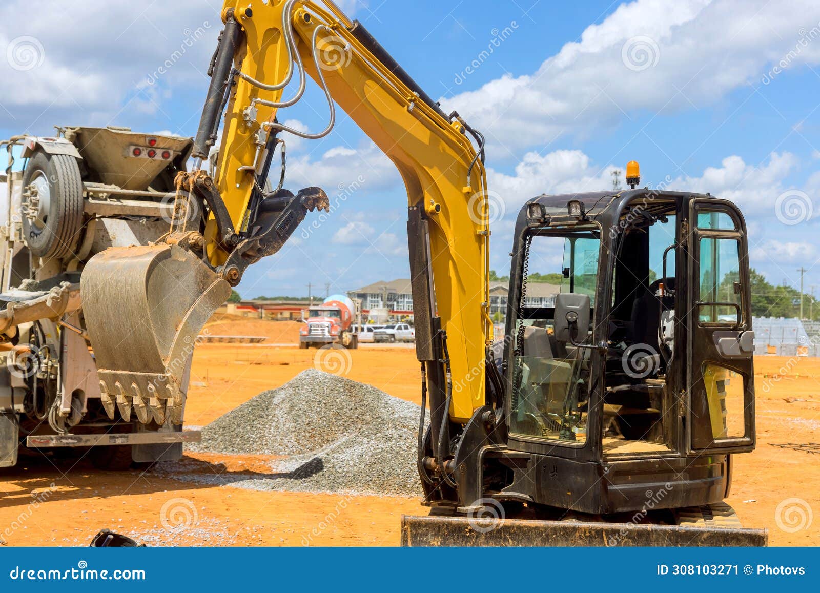 Excavator Working on an Industrial Site Under Infrastructure ...