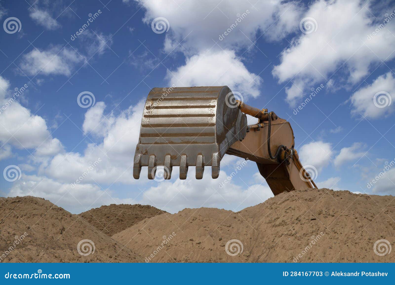 Excavator. the Excavator is Working on Loading Sand Stock Image - Image ...