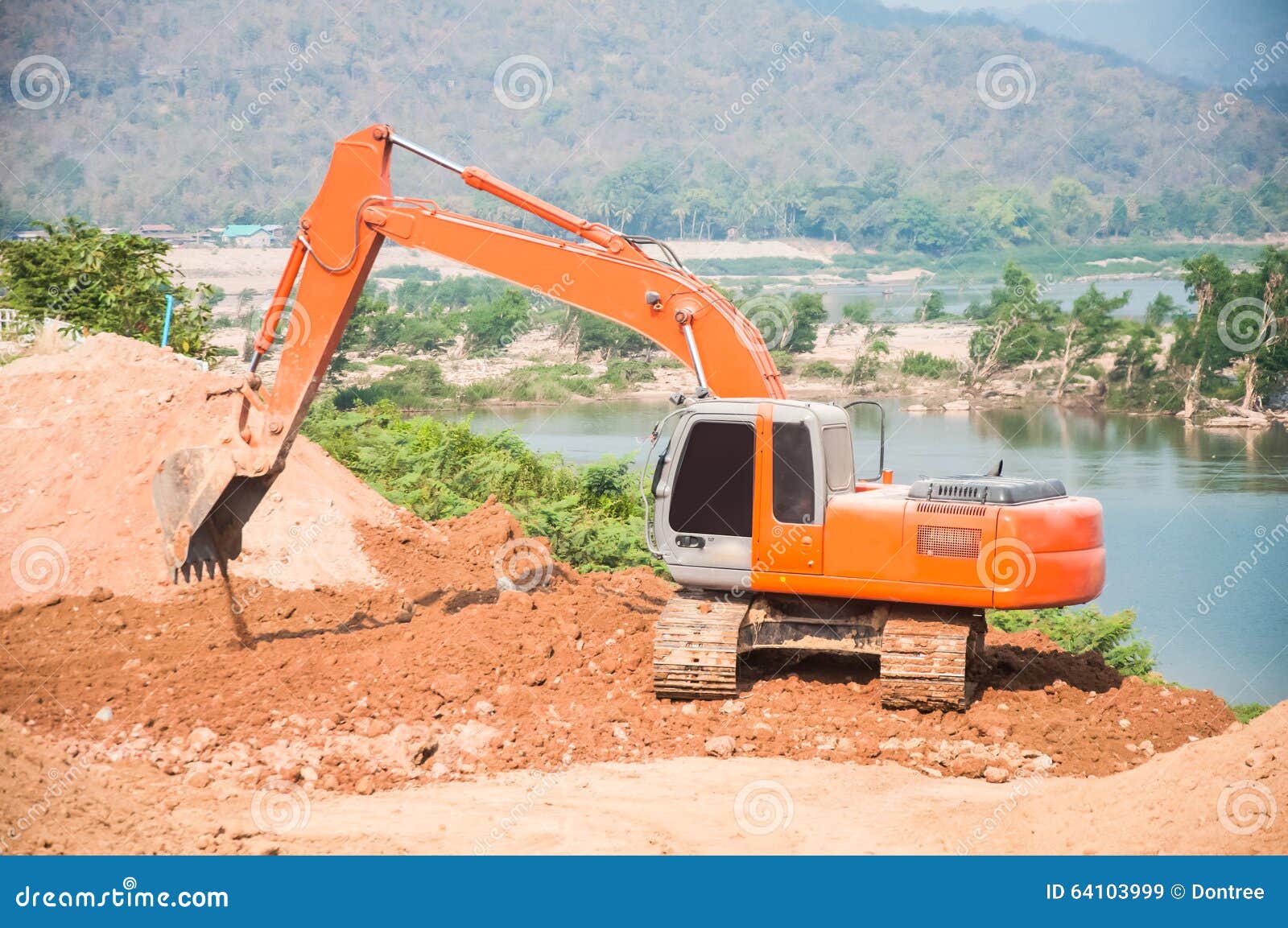 Excavator on a Working Platform Stock Image - Image of machine, orange ...