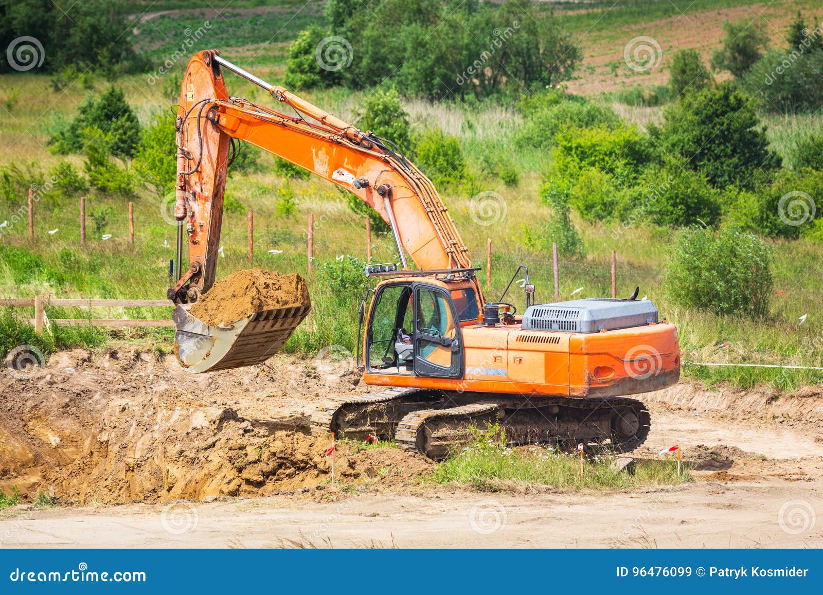 An Excavator Working Removing Ground Stock Image - Image of machine ...