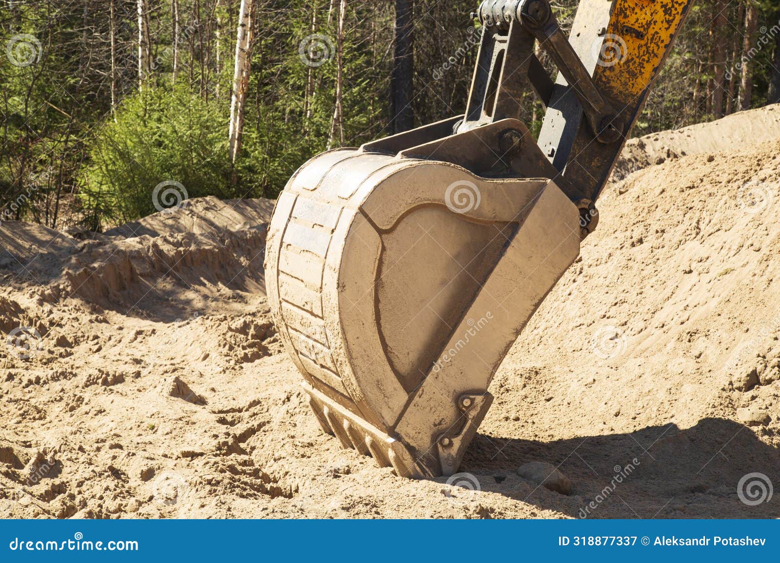 The Excavator is Working in a Sand Loading Quarry Stock Image - Image ...