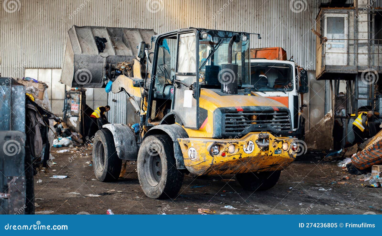 An Excavator Working at Waste Sorting Plant Stock Image - Image of ...